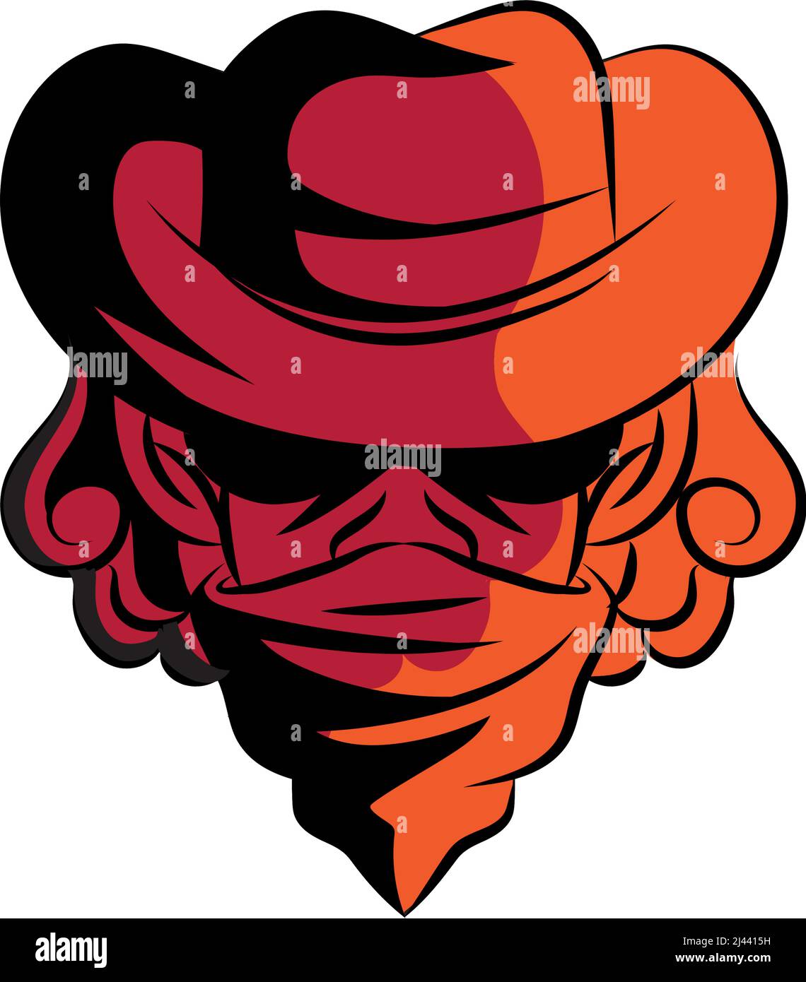 red gunslinger bandit head character Stock Vector Image & Art - Alamy
