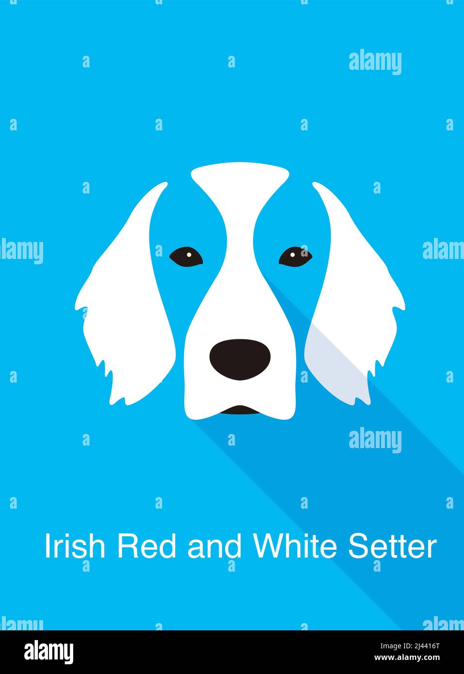 Irish Red and White Setter, dog face flat icon design, vector ...