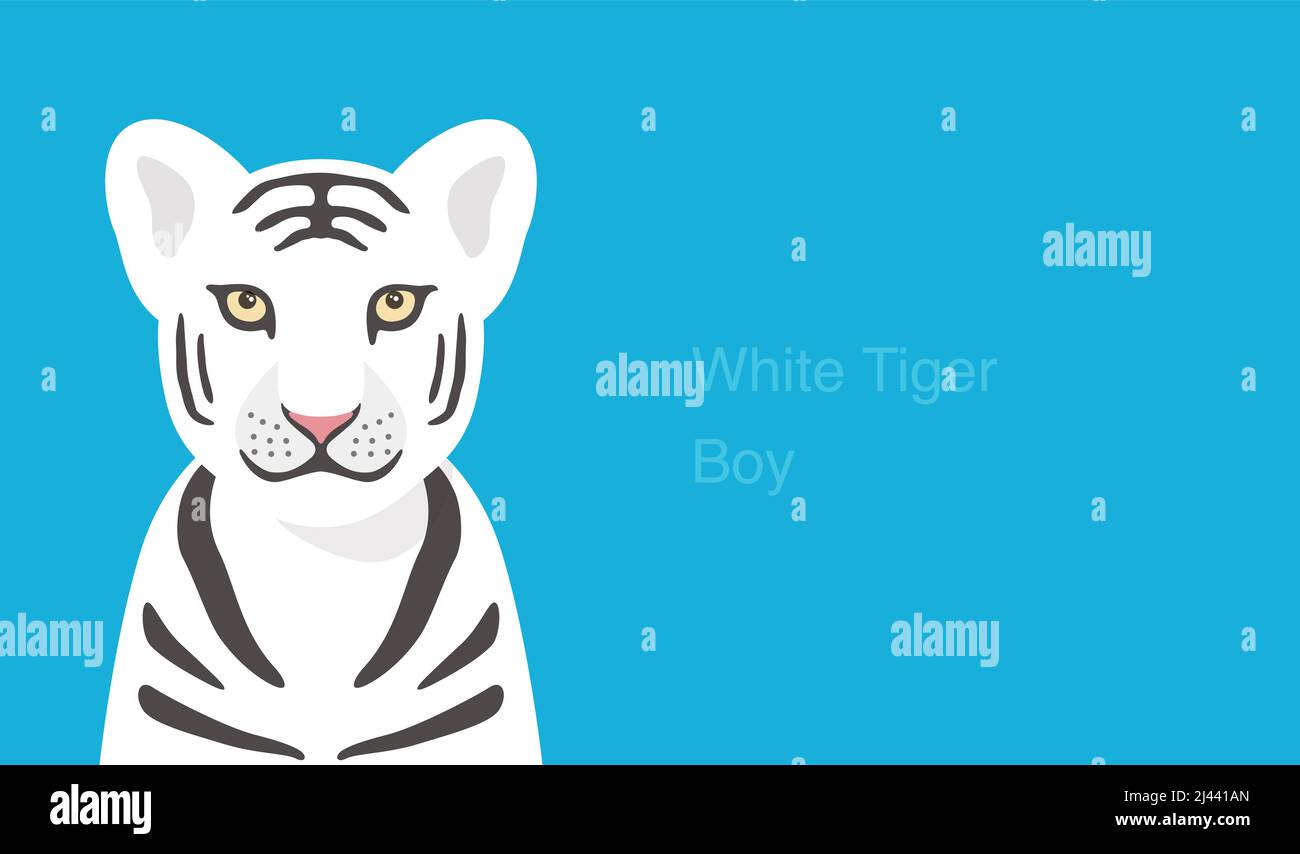 Cute white tiger cub standing on the ground and watching Stock Vector ...