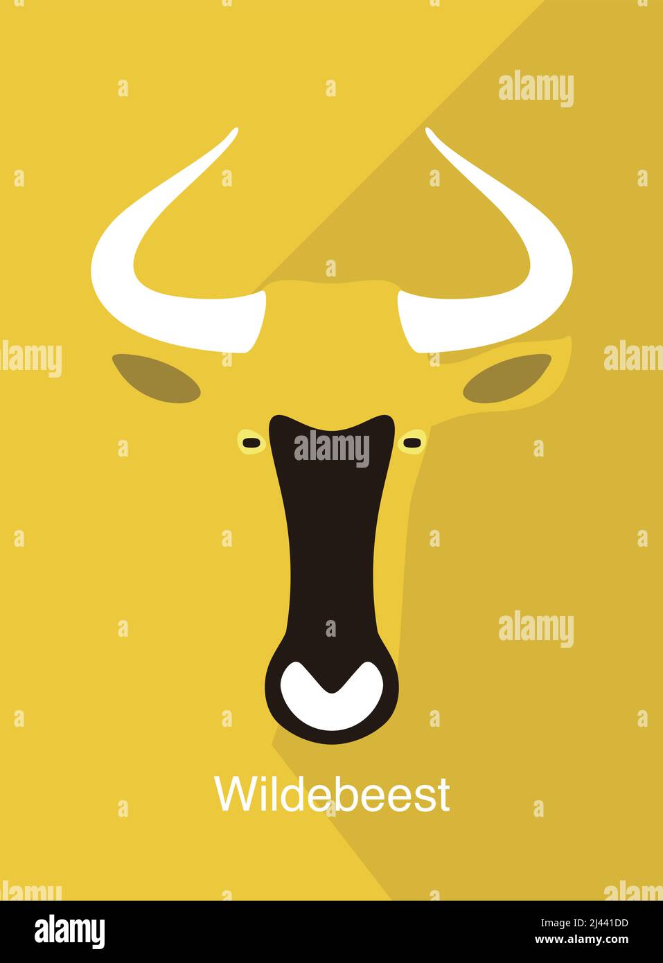 Wildebeest face flat icon design, vector illustration Stock Vector ...