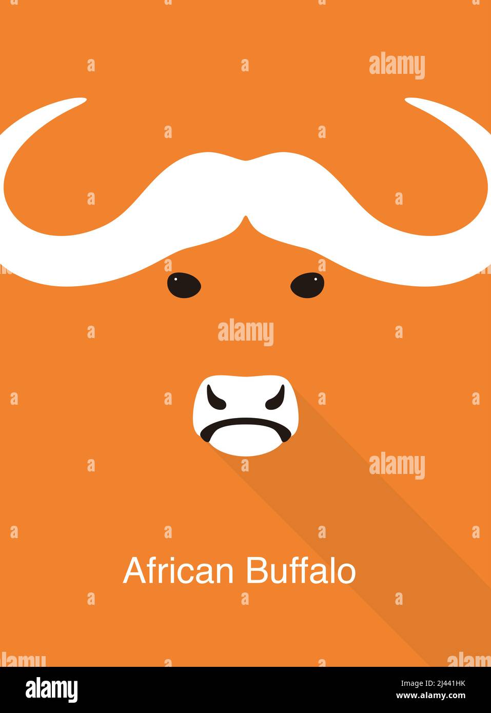 African Buffalo face flat icon design, vector illustration Stock Vector ...