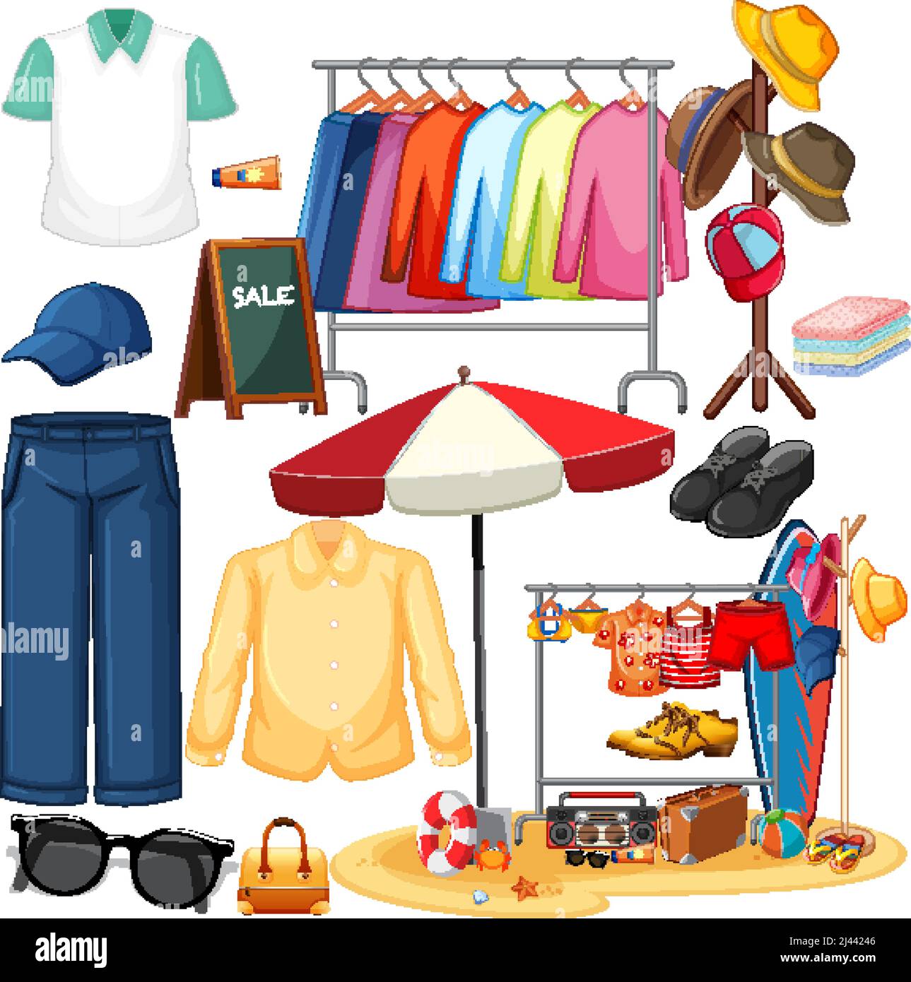 A set of different cloth on white background illustration Stock Vector ...