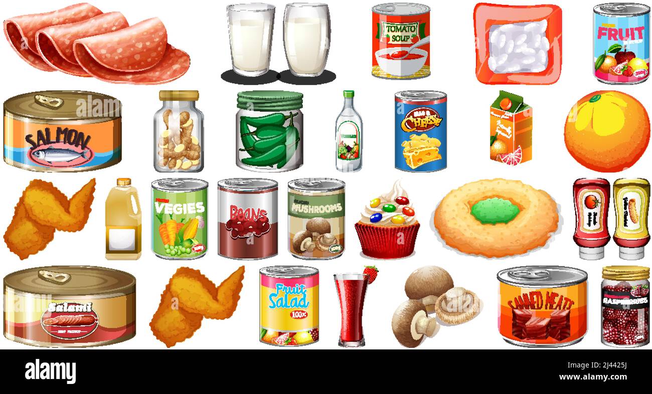 Set of different foods illustration Stock Vector Image & Art - Alamy