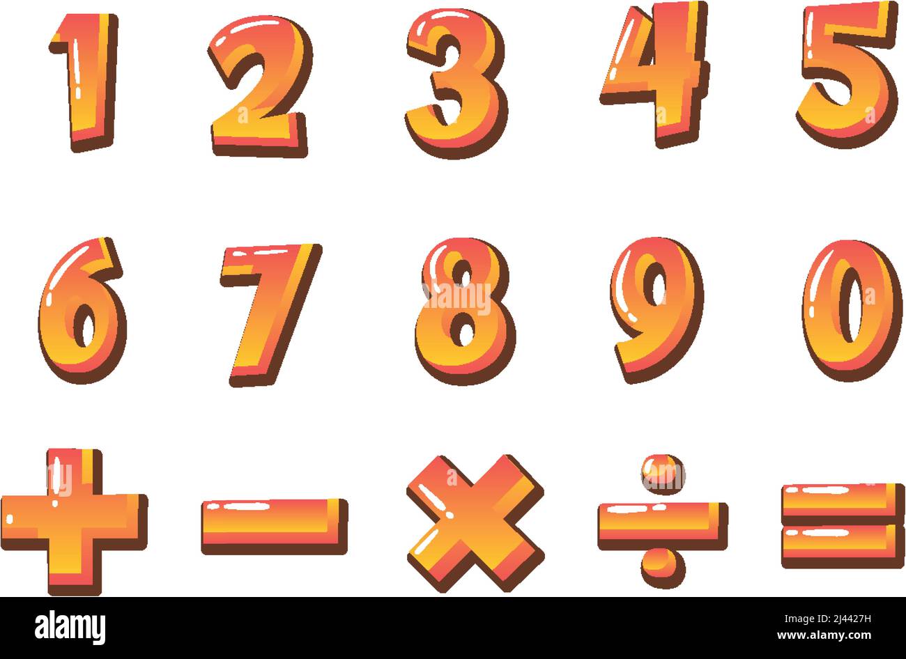 Counting number 0 to 9 and math symbols illustration Stock Vector Image ...