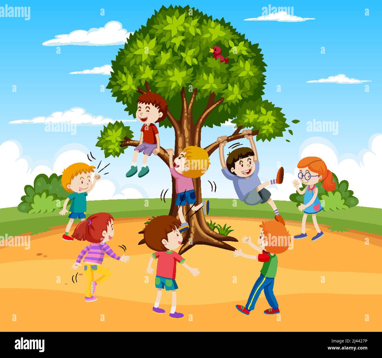 Kids doing physical activity illustration Stock Vector Image & Art - Alamy