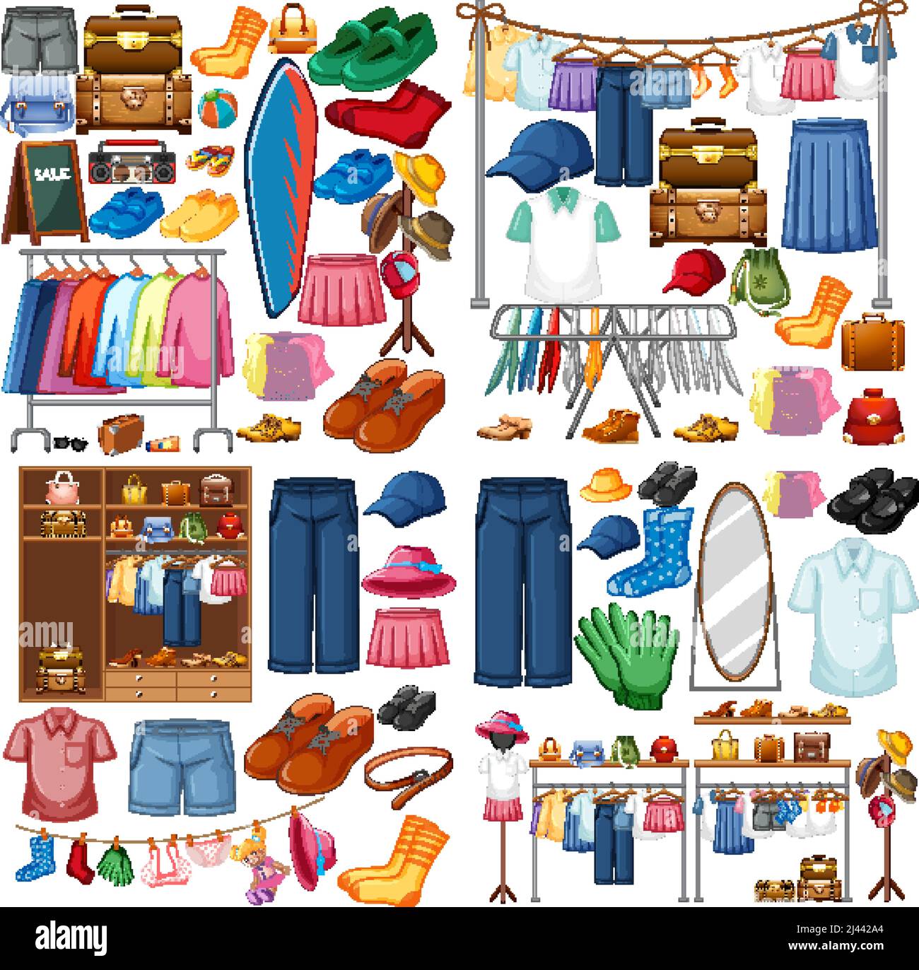 A set of different cloth on white background illustration Stock Vector ...