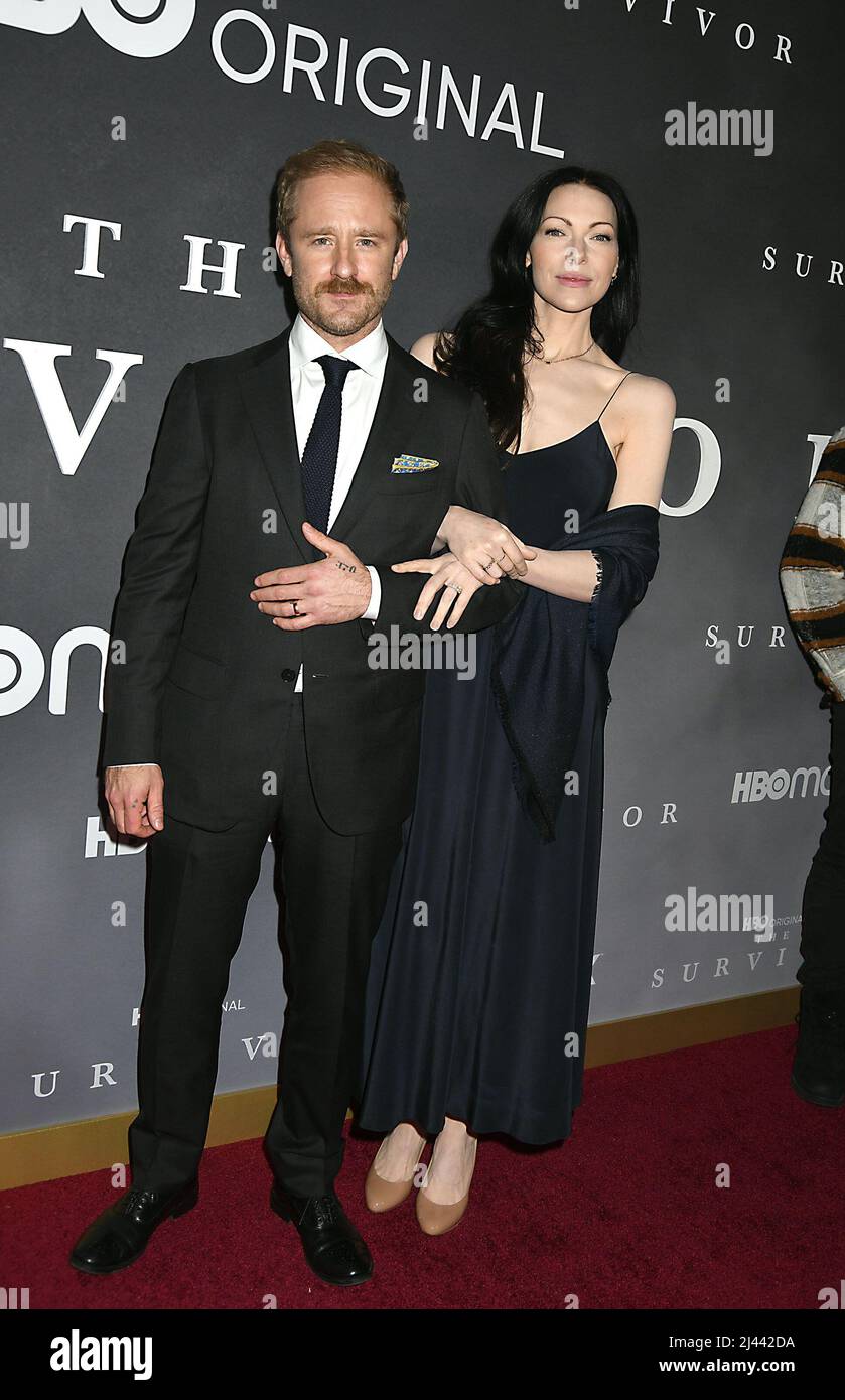 New York, USA. 11th April, 2022. Ben Foster and wife Laura Prepon ...