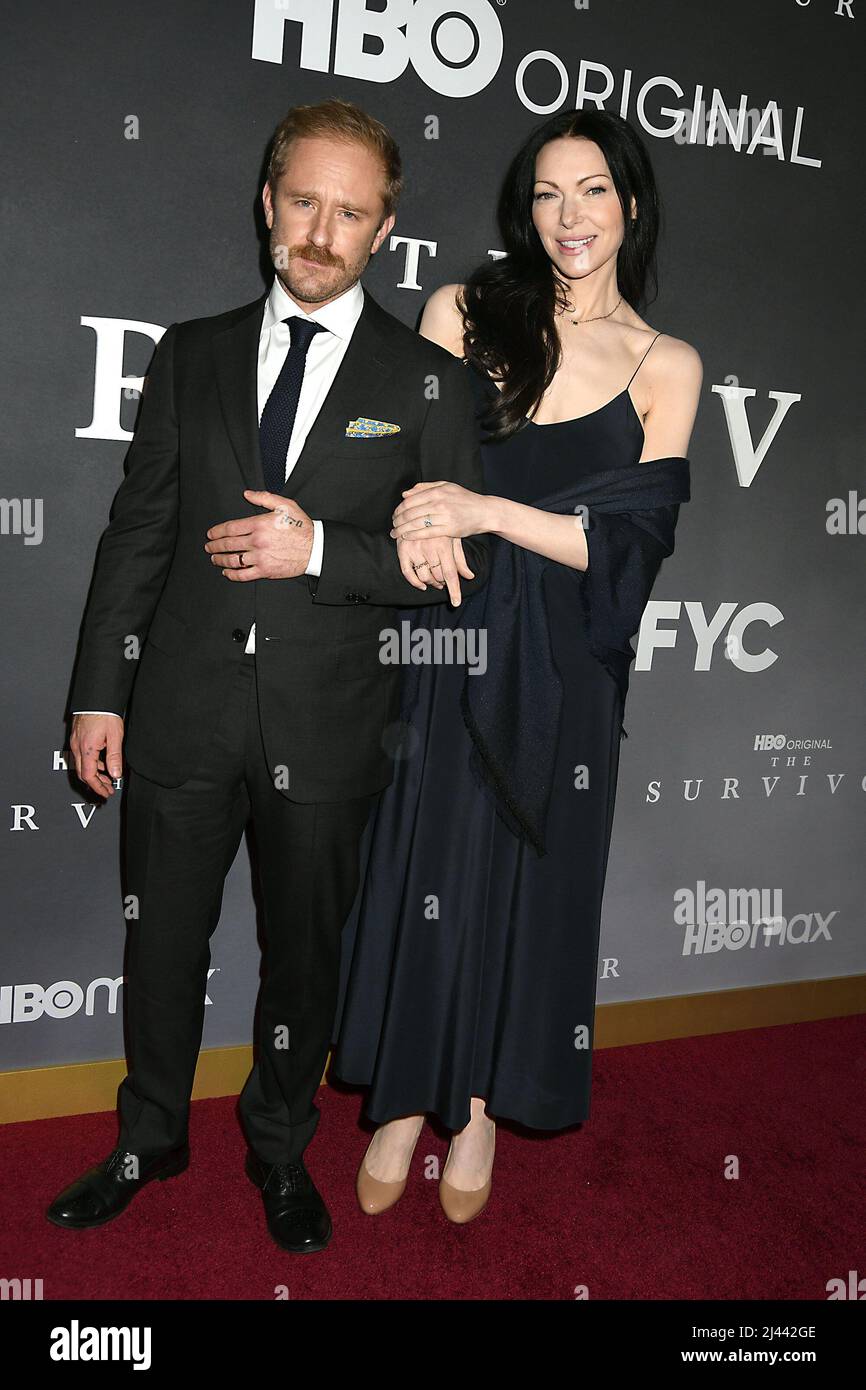 New York, USA. 11th April, 2022. Ben Foster and wife Laura Prepon ...