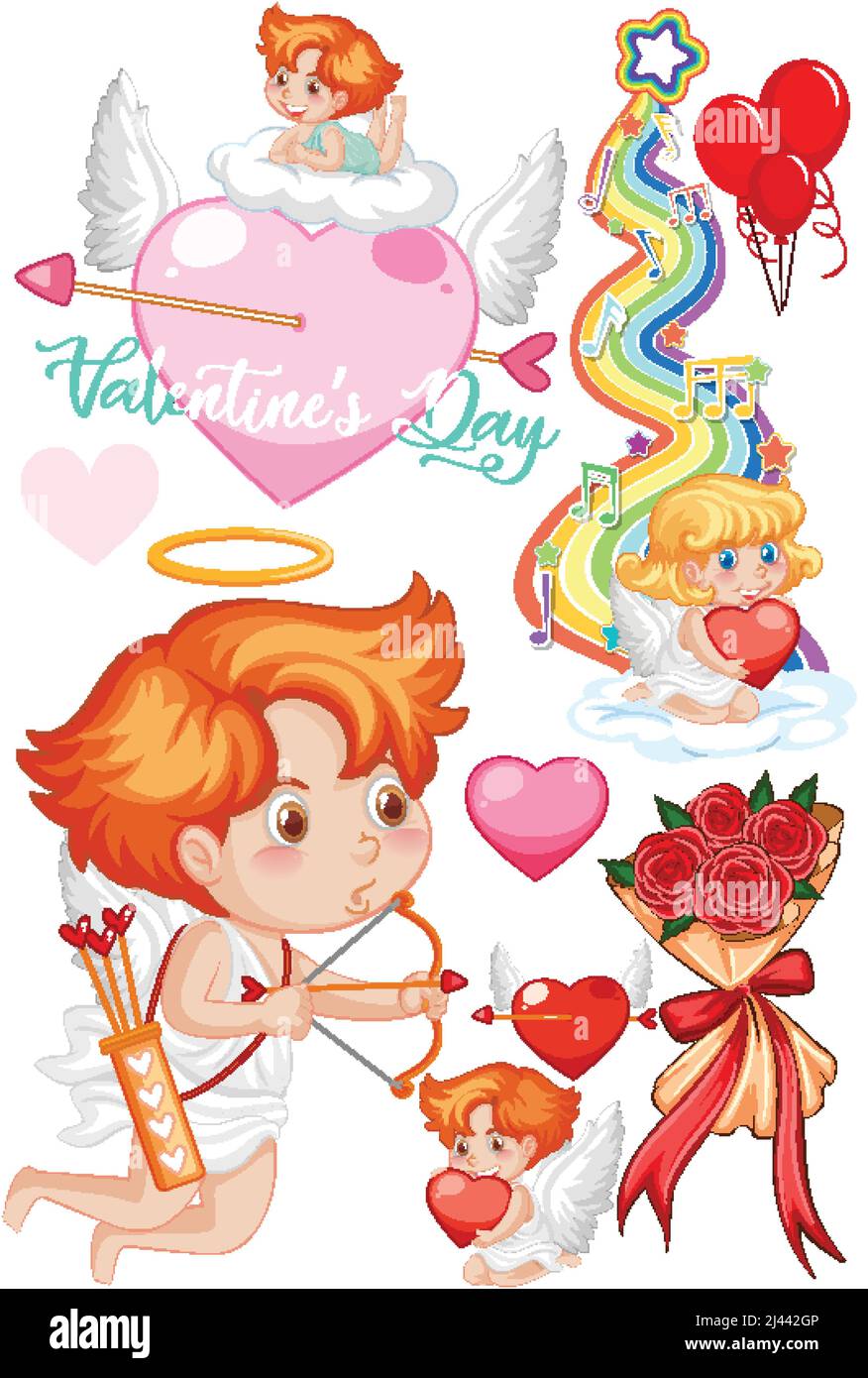Valentine theme with cupid and roses illustration Stock Vector Image ...