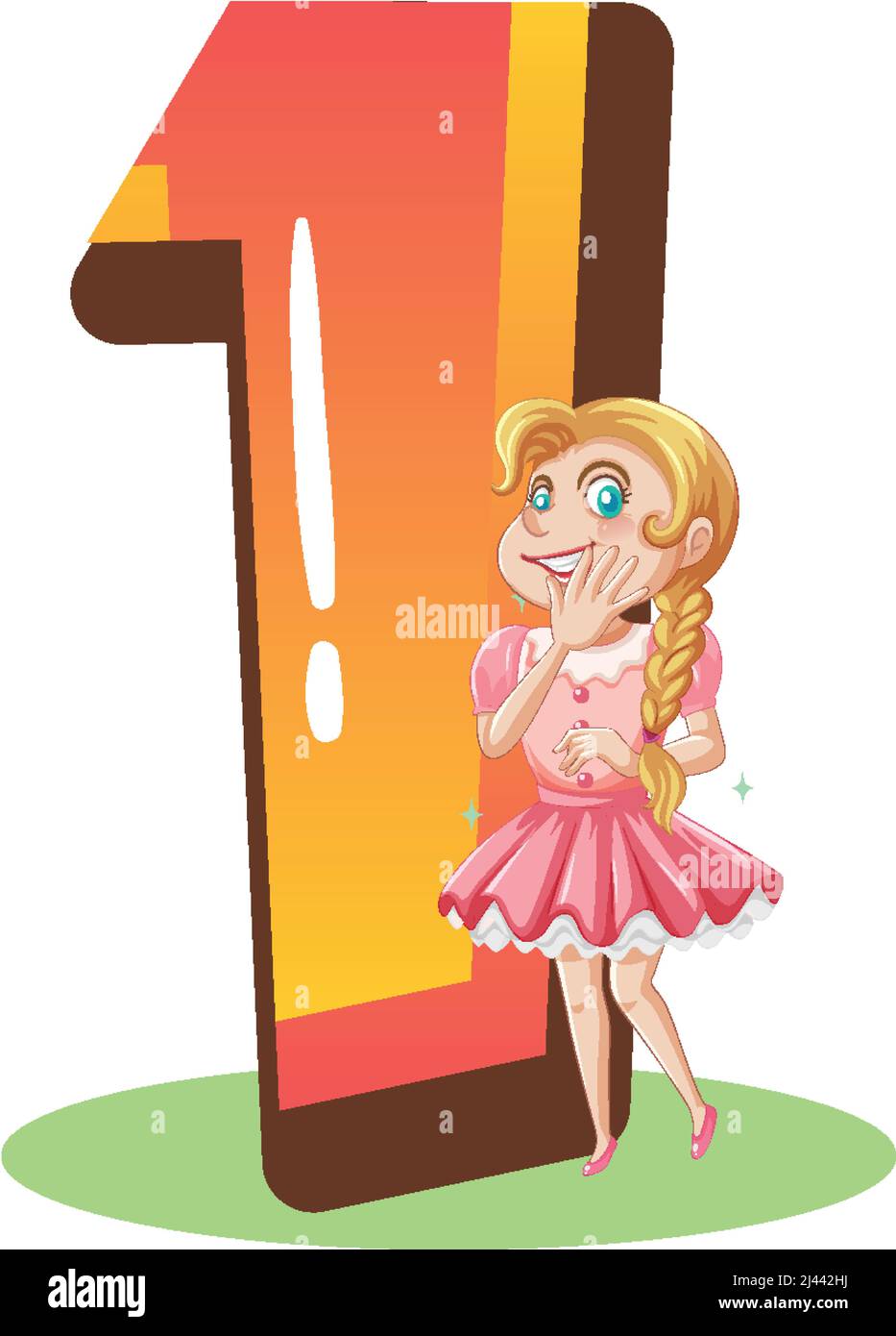 A girl with number one cartoon illustration Stock Vector Image & Art ...