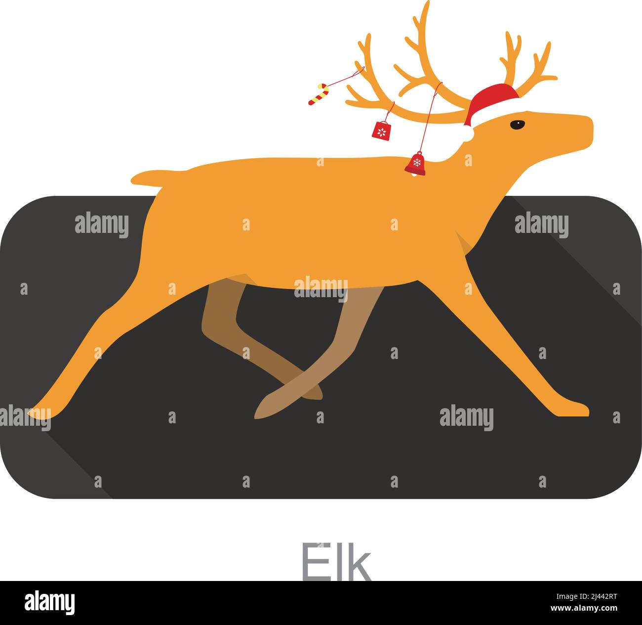 Christmas reindeer running flat design vector illustration Stock Vector ...