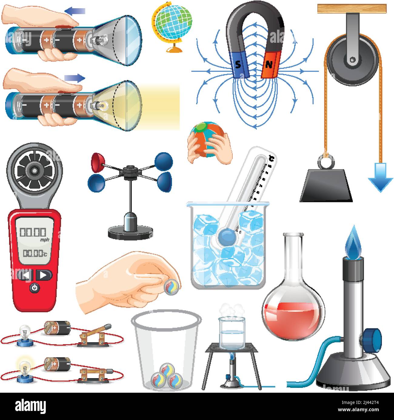 Science equipments on white background illustration Stock Vector Image ...