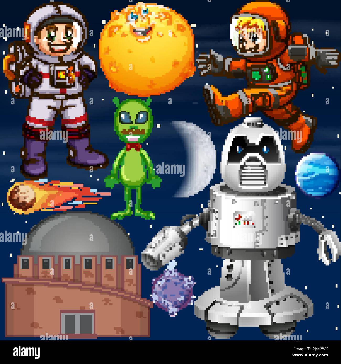 Set of space objects in space illustration Stock Vector Image & Art - Alamy