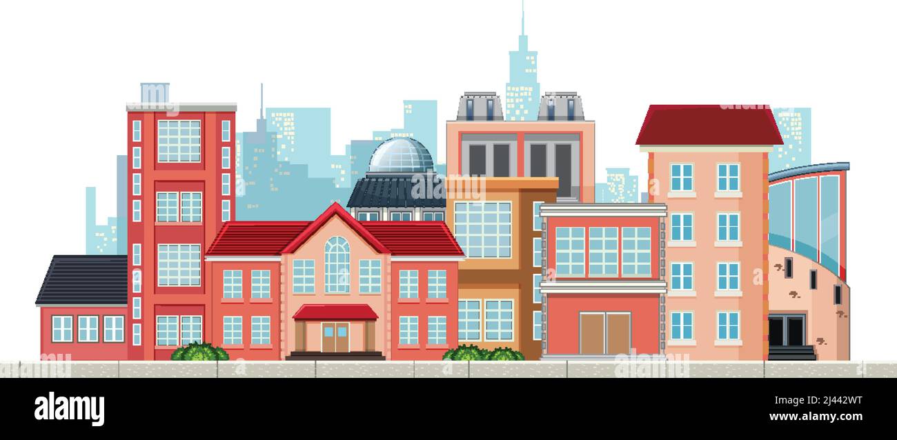 Urban cityscape isolated on white background illustration Stock Vector ...