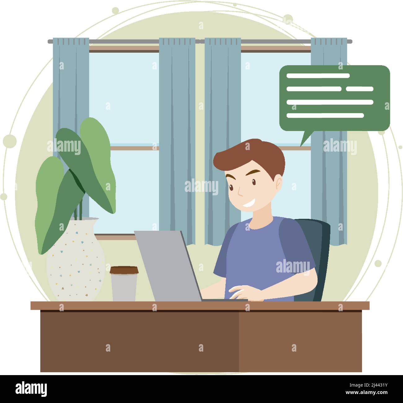 Work at home concept in flat design illustration Stock Vector Image ...