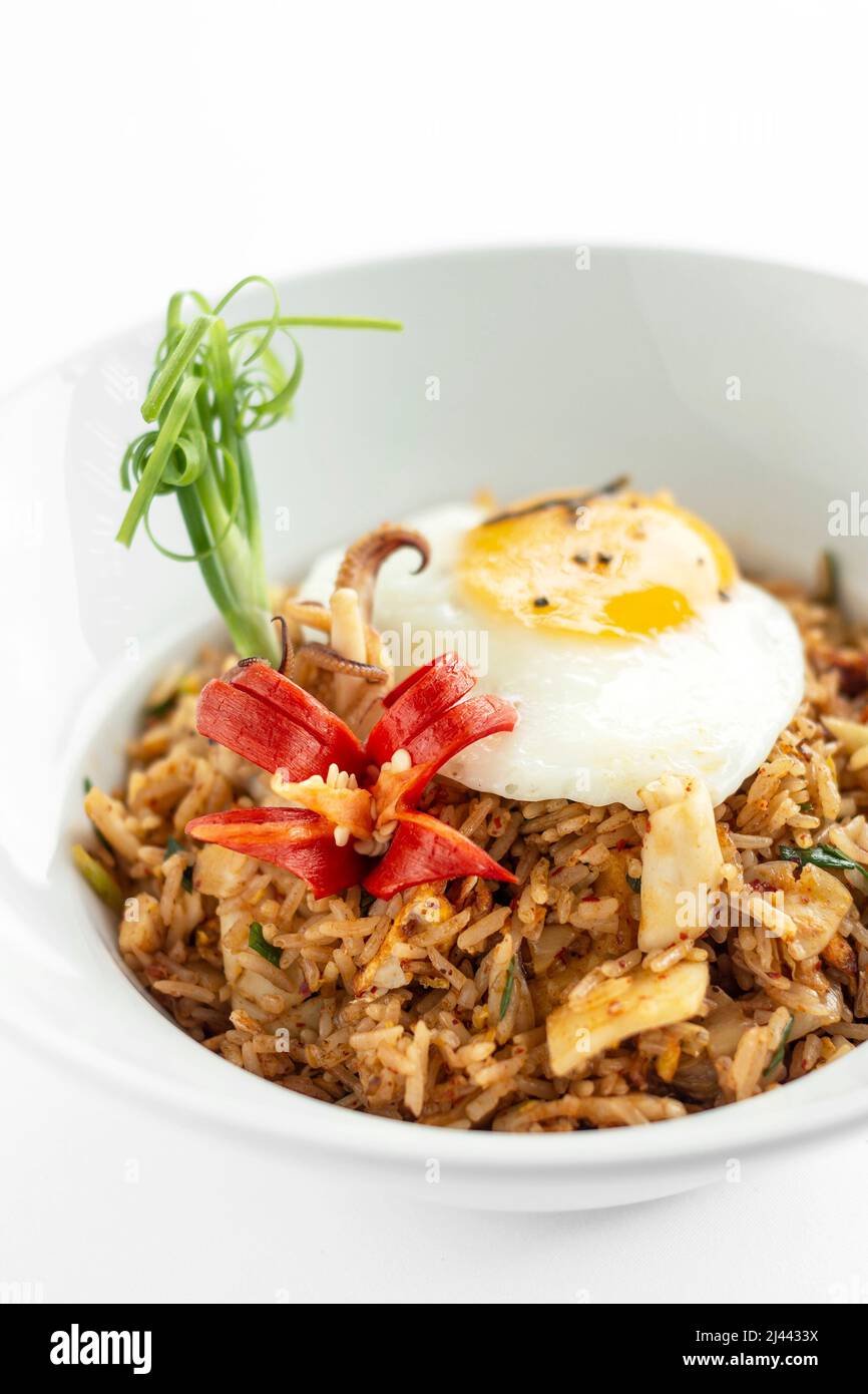 khmer cambodian traditional mixed seafood spicy fried rice meal on ...