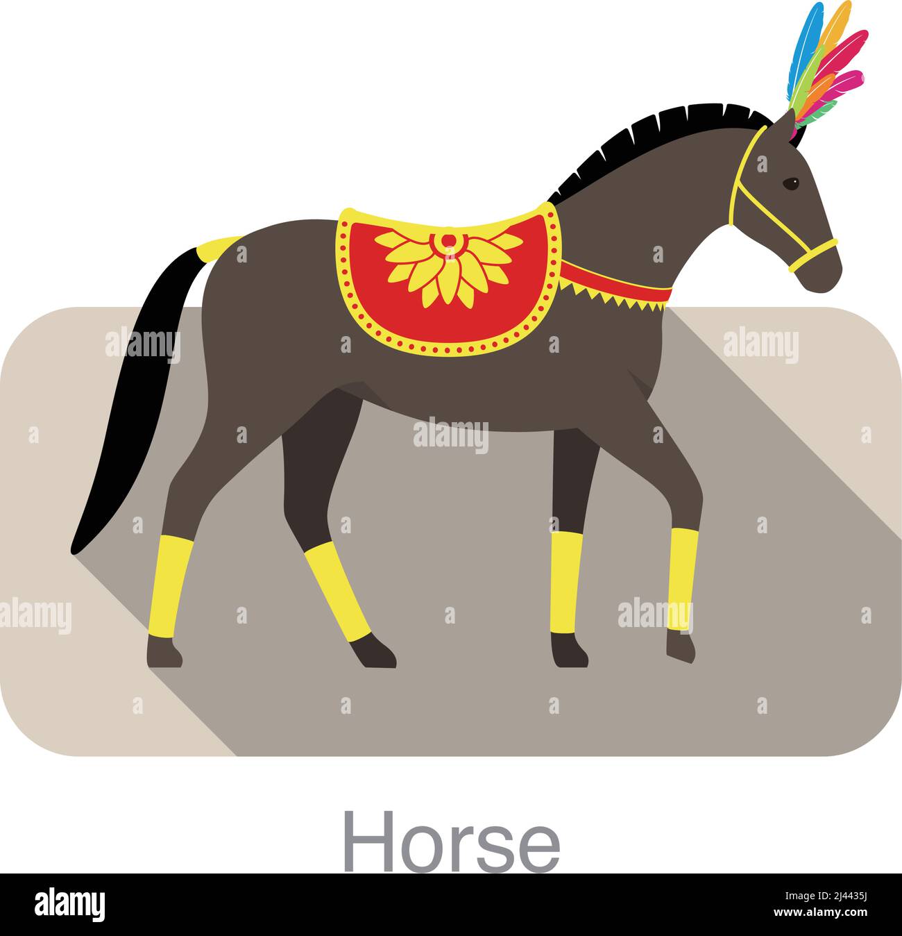 Circus horse with a lot of decoration, such as feather, vector Stock ...