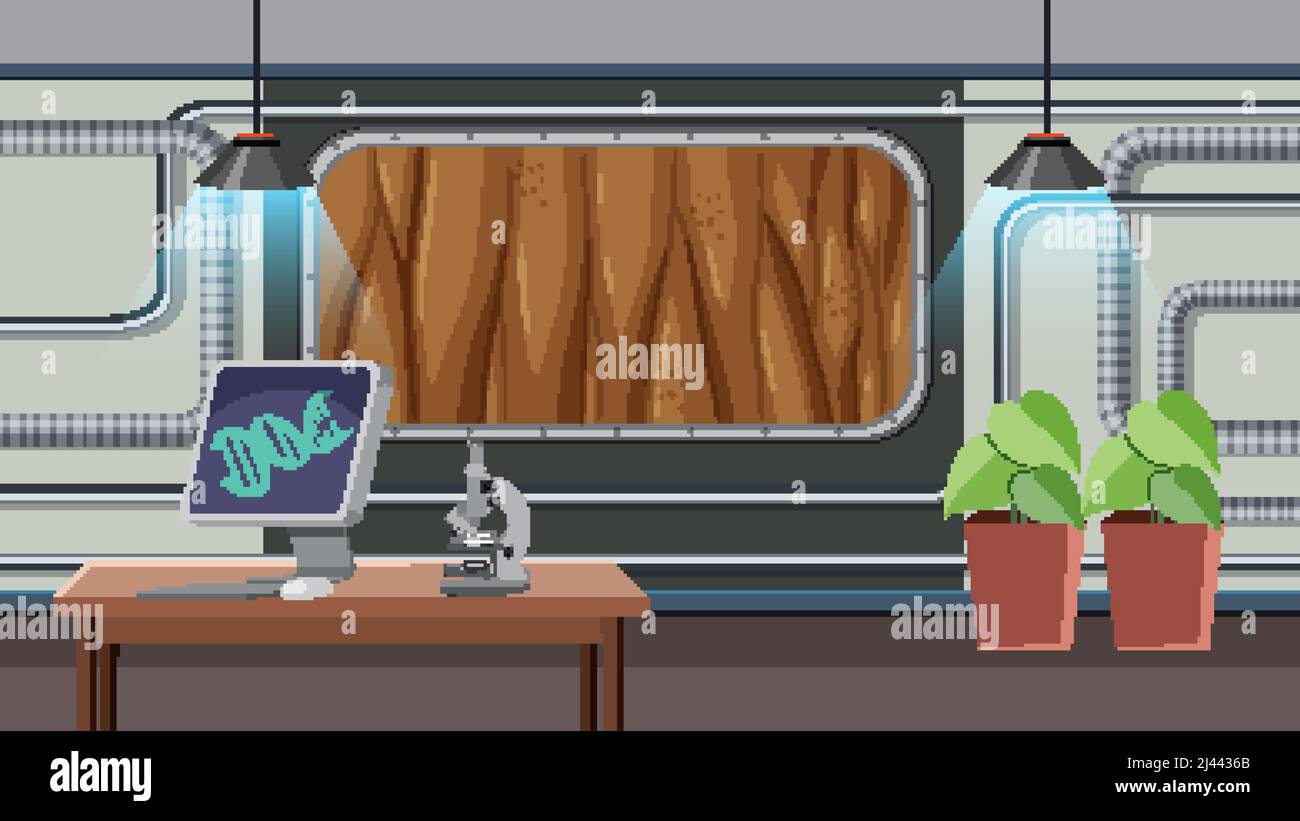 Science laboratory room for chemical experiments illustration Stock ...