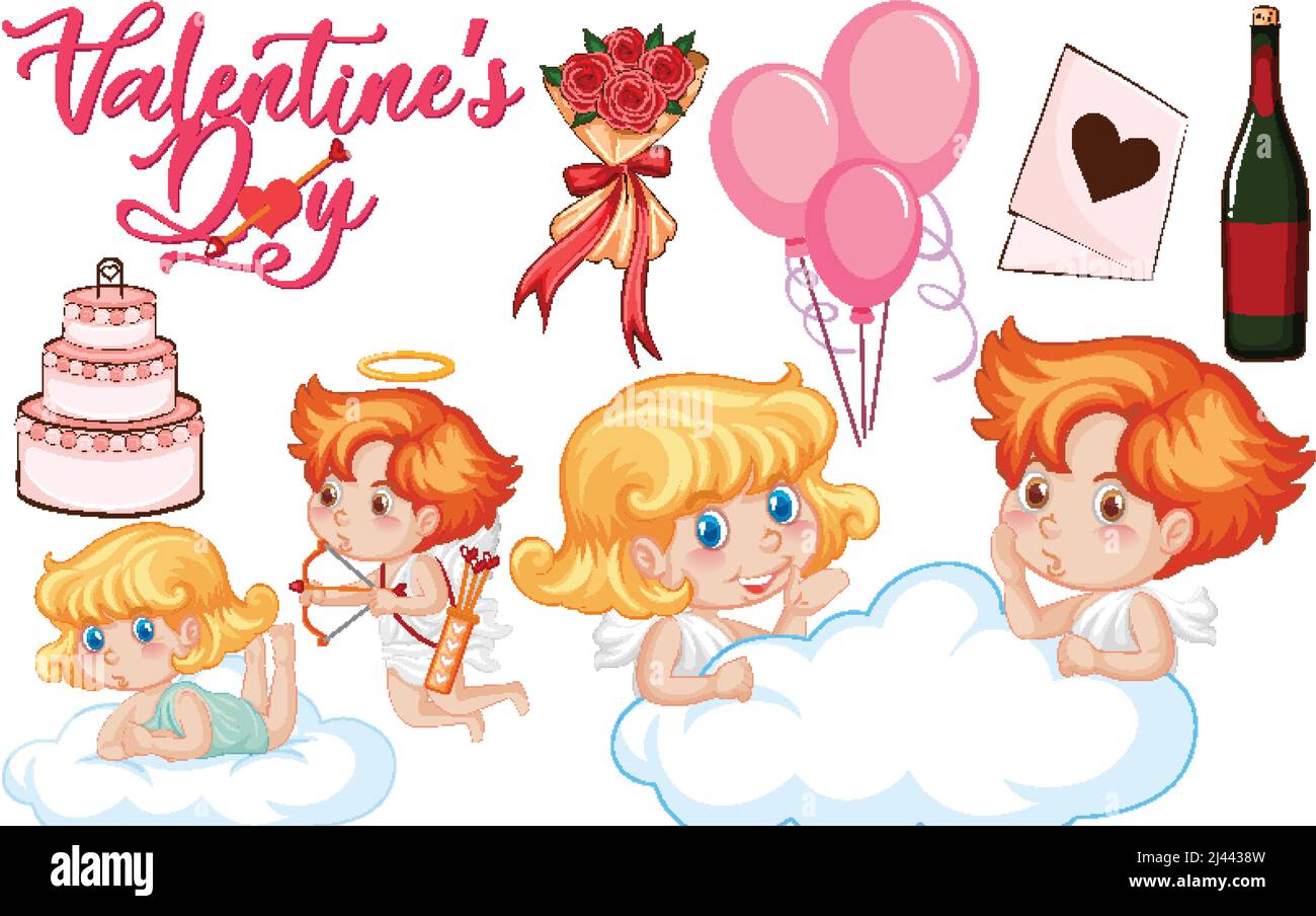 Valentine theme with cupid and rose illustration Stock Vector Image ...