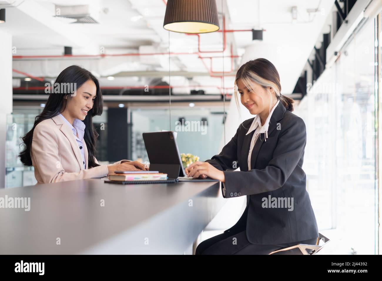 Group of IT consultant working by digital tablet and management big ...