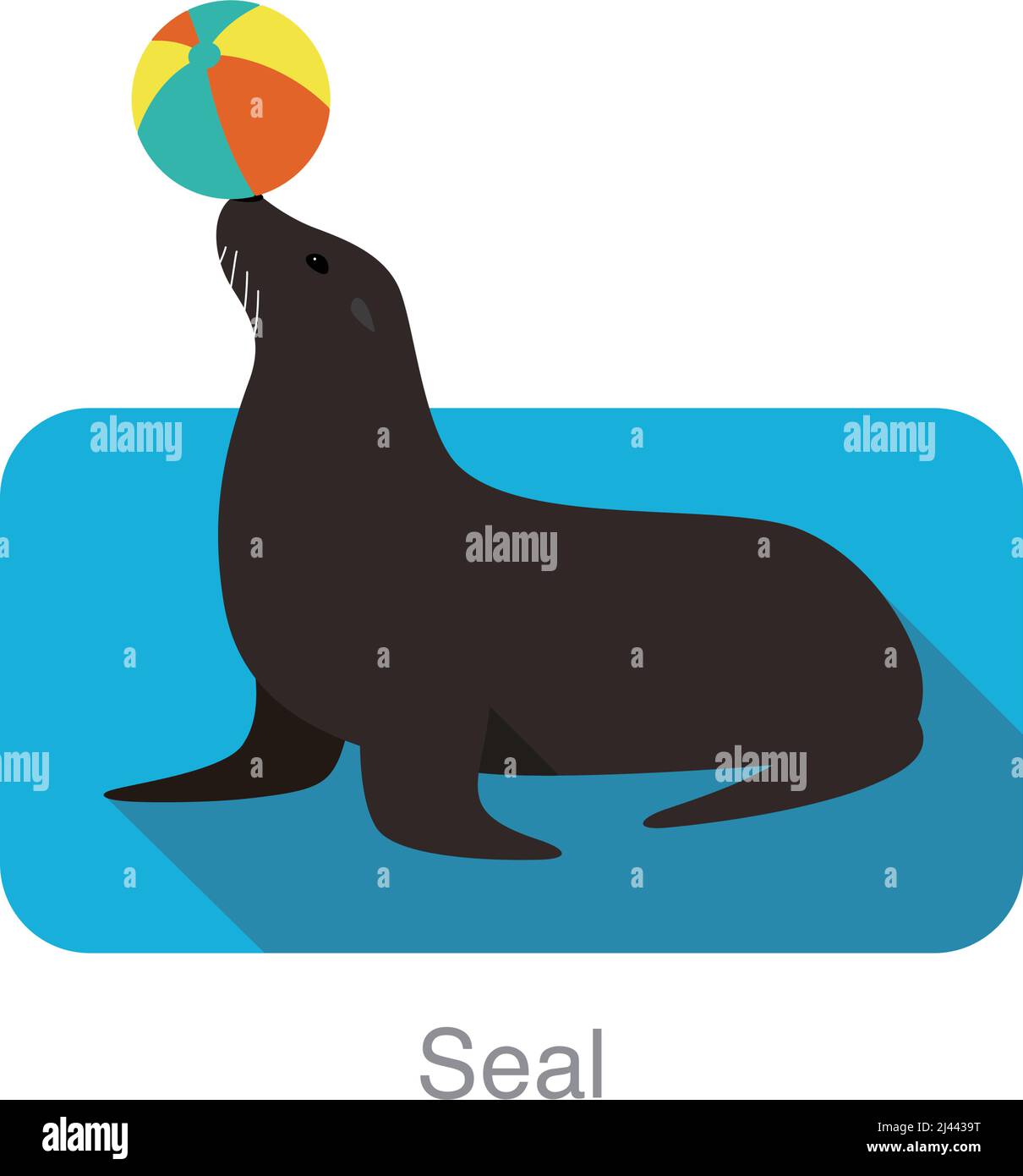 Cute seal playing the ball, vector illustration Stock Vector Image ...