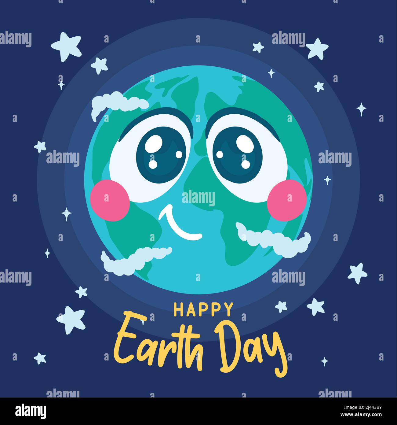 Isolated cute earth planet cartoon character Happy earth day Vector ...