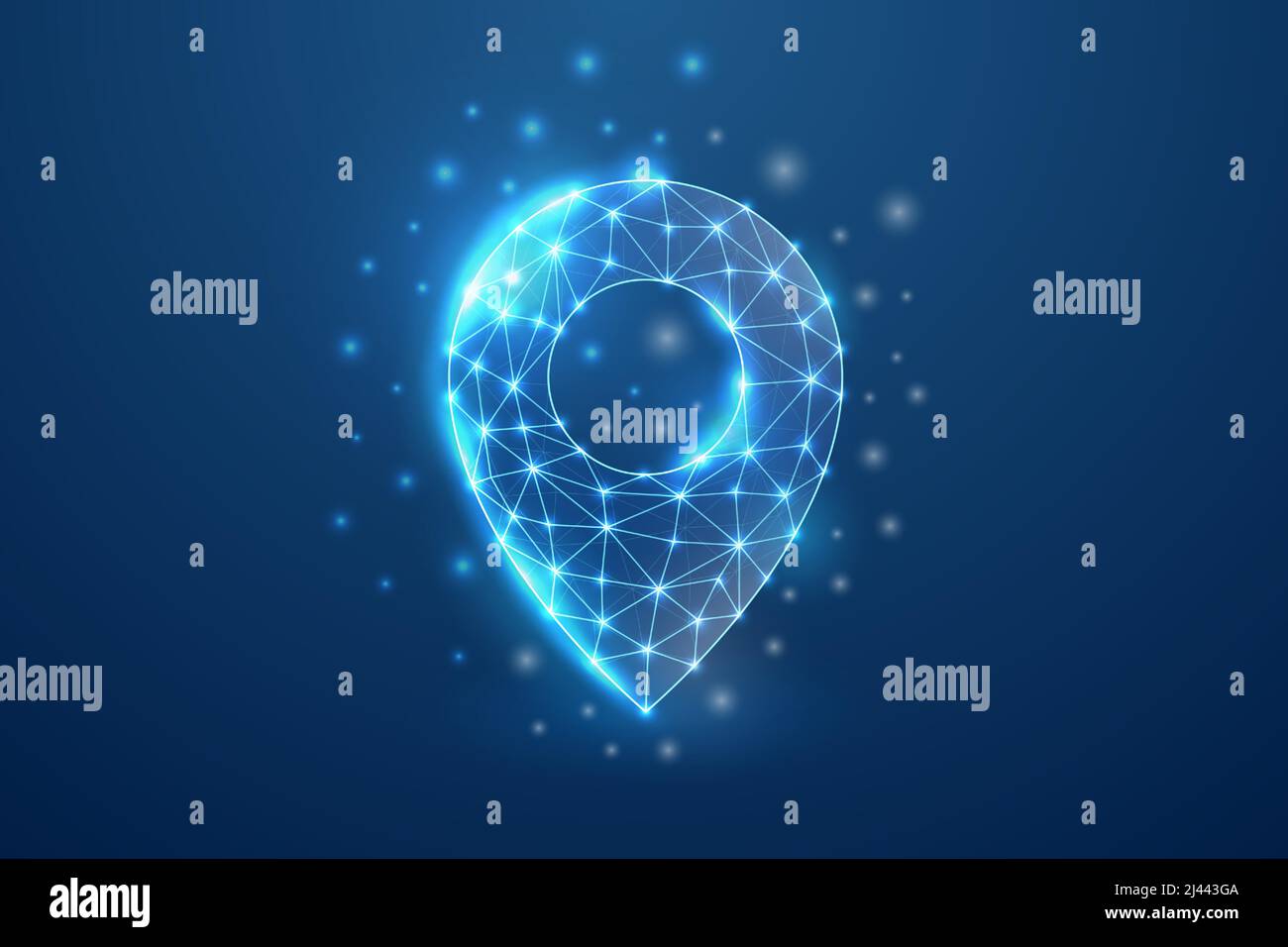 Location pin 3d symbol in blue low poly style. Gps navigation, map pointer design concept ...