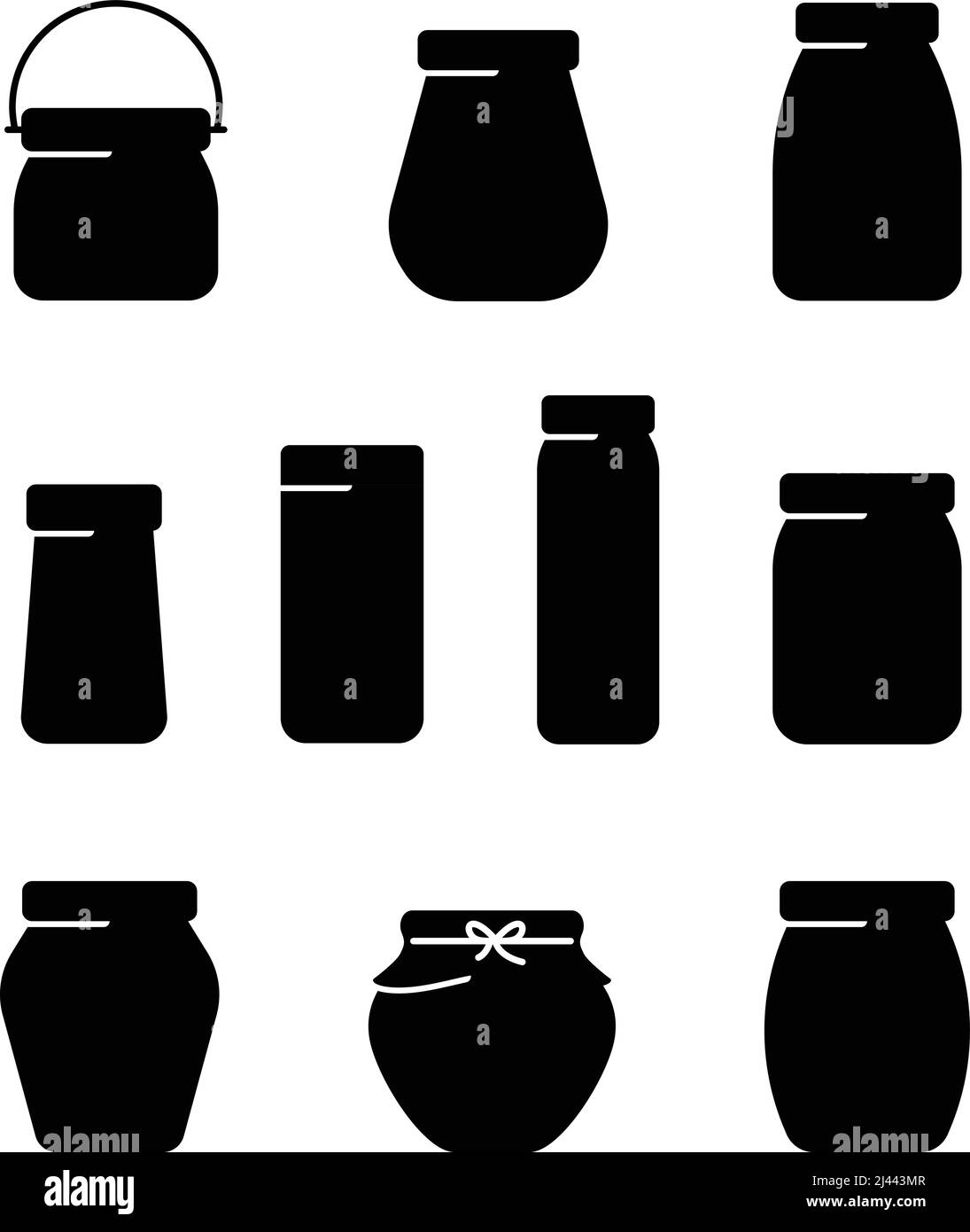 Glass jar, earthen jar line icons, vector illustration Stock Vector ...