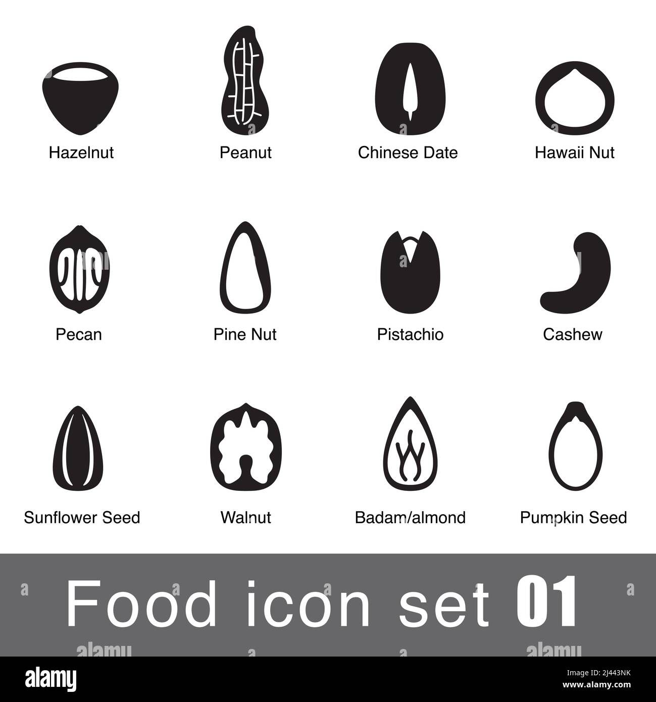 Almond nuts on black Stock Vector Images - Alamy