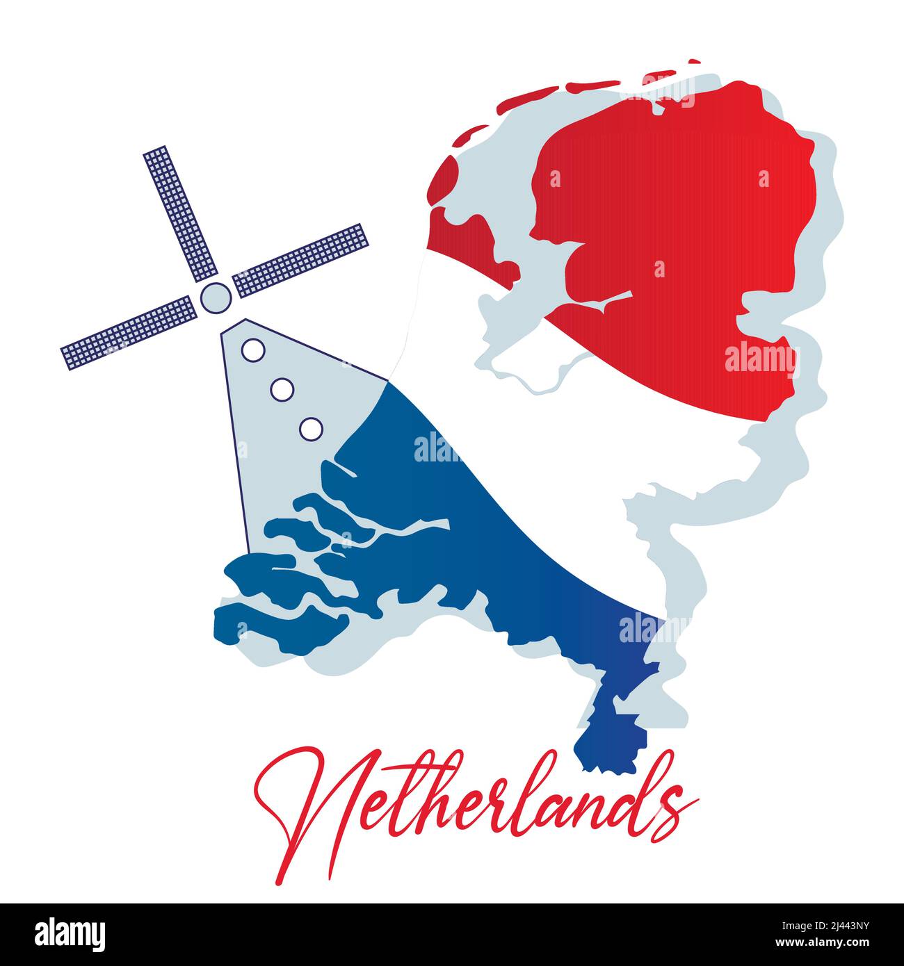 Netherlands travel concept Mill building next to a map of Netherlands ...