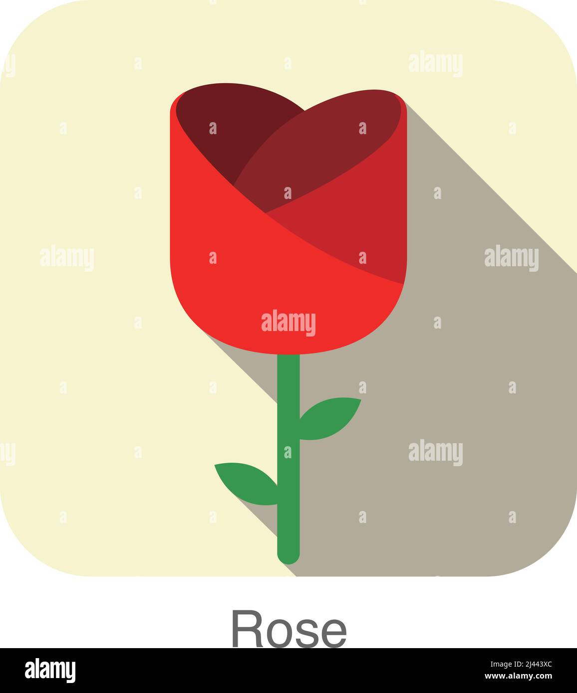 Rose flower flat icon design vector illustration Stock Vector Image ...