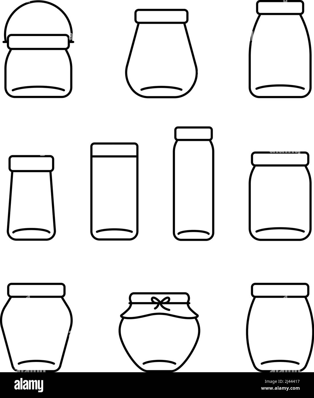 Glass jar, earthen jar line icons, vector illustration Stock Vector ...