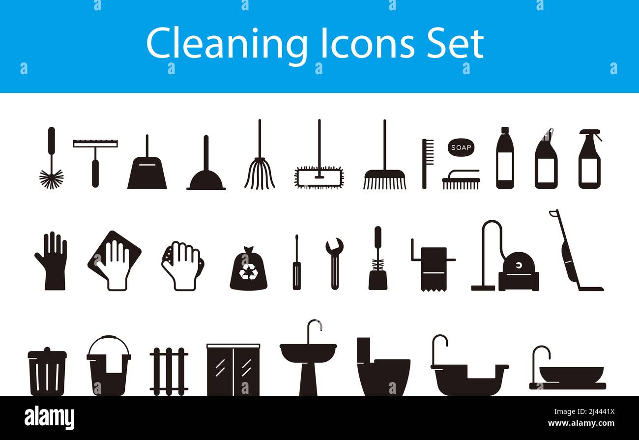Household cleaning supplies line icons, vector illustration Stock ...