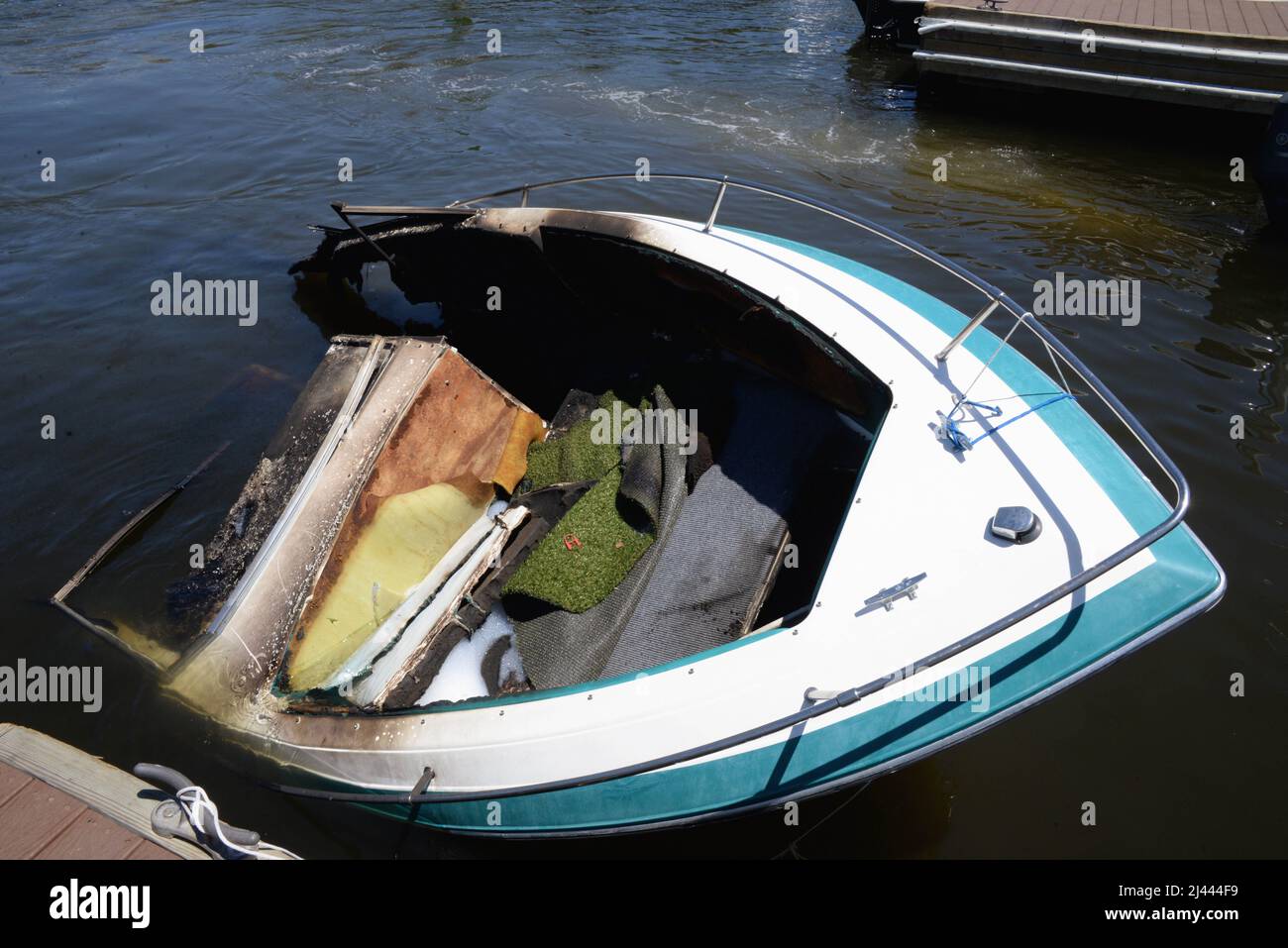Melbourne, Brevard County, Florida. USA. April 11, 2022. A boat owner ...