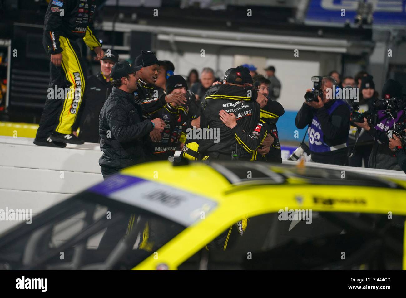 Martinsville, VA, USA. 8th Apr, 2022. Brandon Jones wins the Call 811 ...