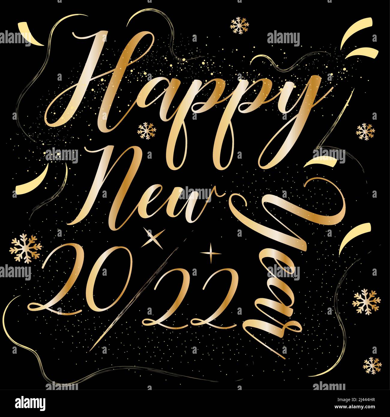 Black happy new year template with golden text Vector Stock Vector ...