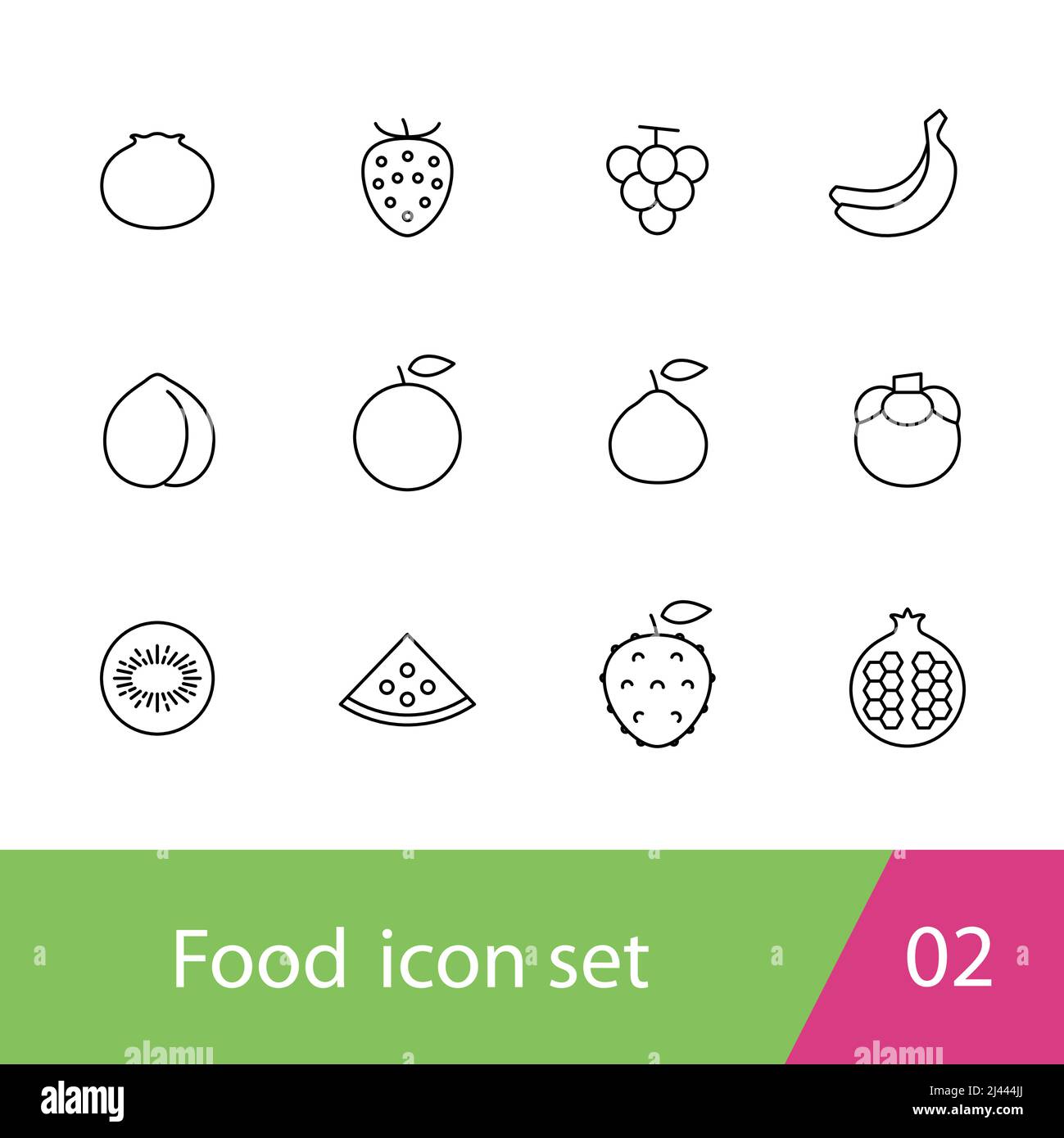 Fruit outline icon set design, vector illustration Stock Vector Image ...