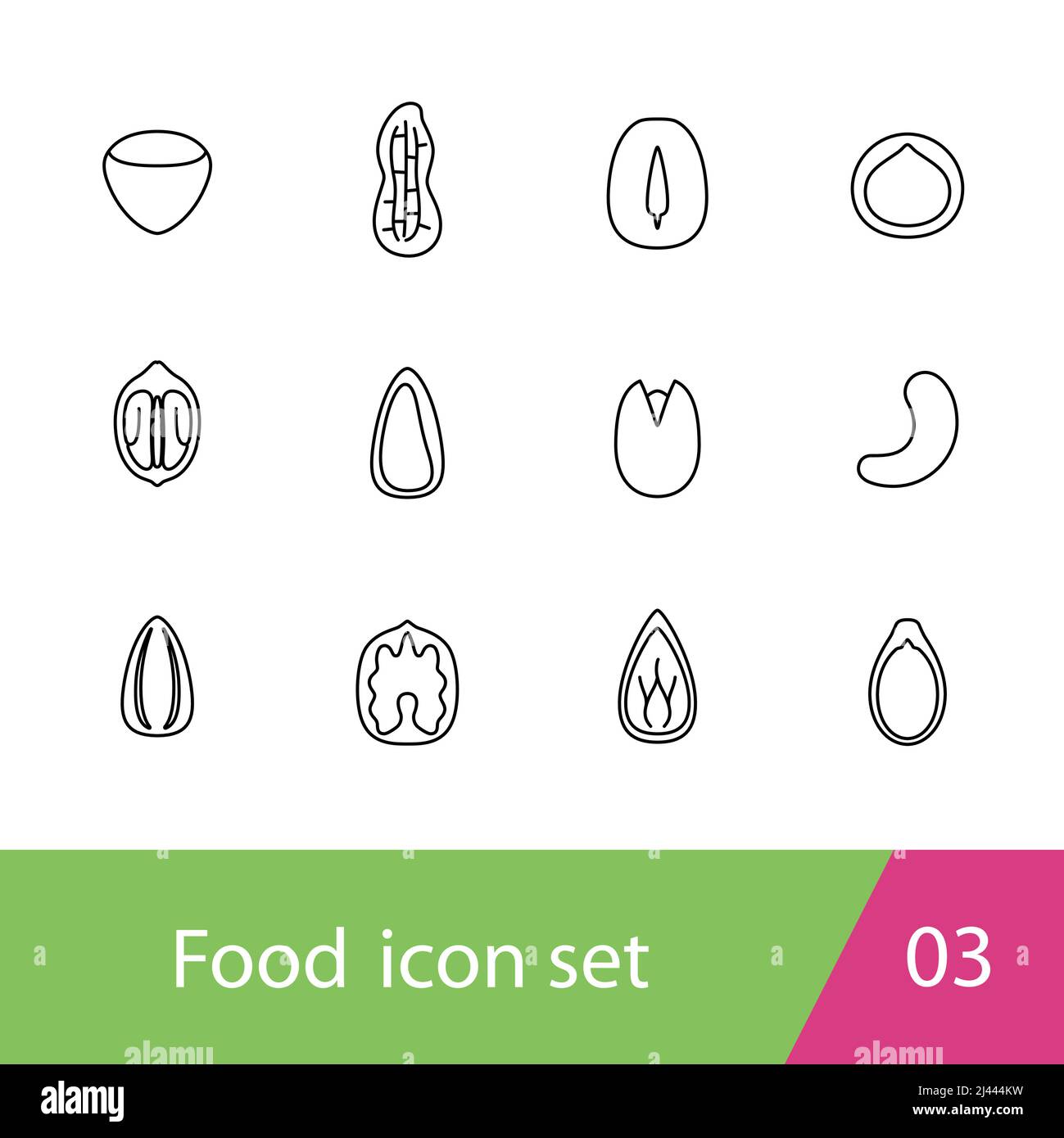 Nut and seed outline icon set design vector illustration Stock Vector ...