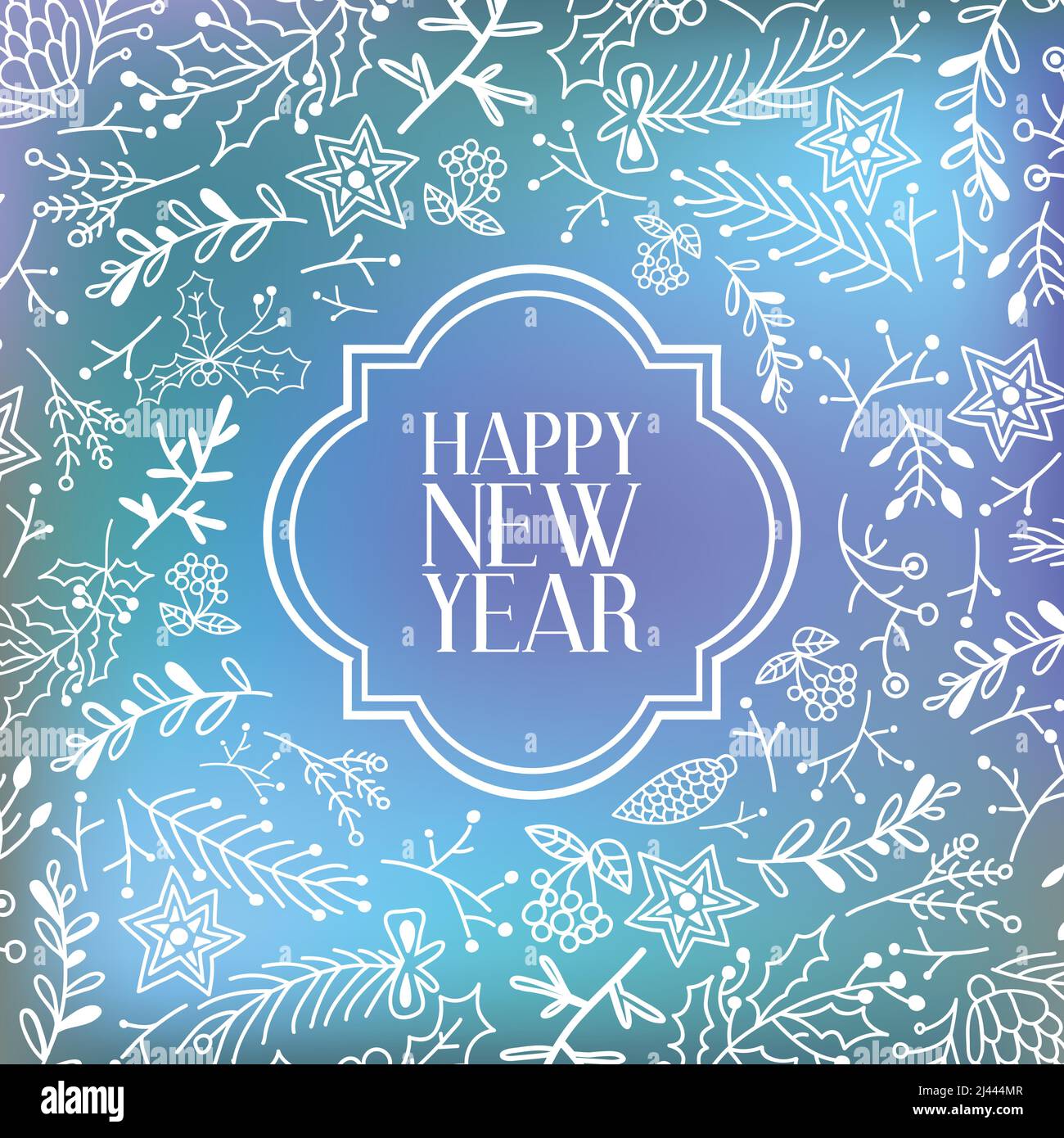 Winter floral light hand drawn template with inscription in elegant ...