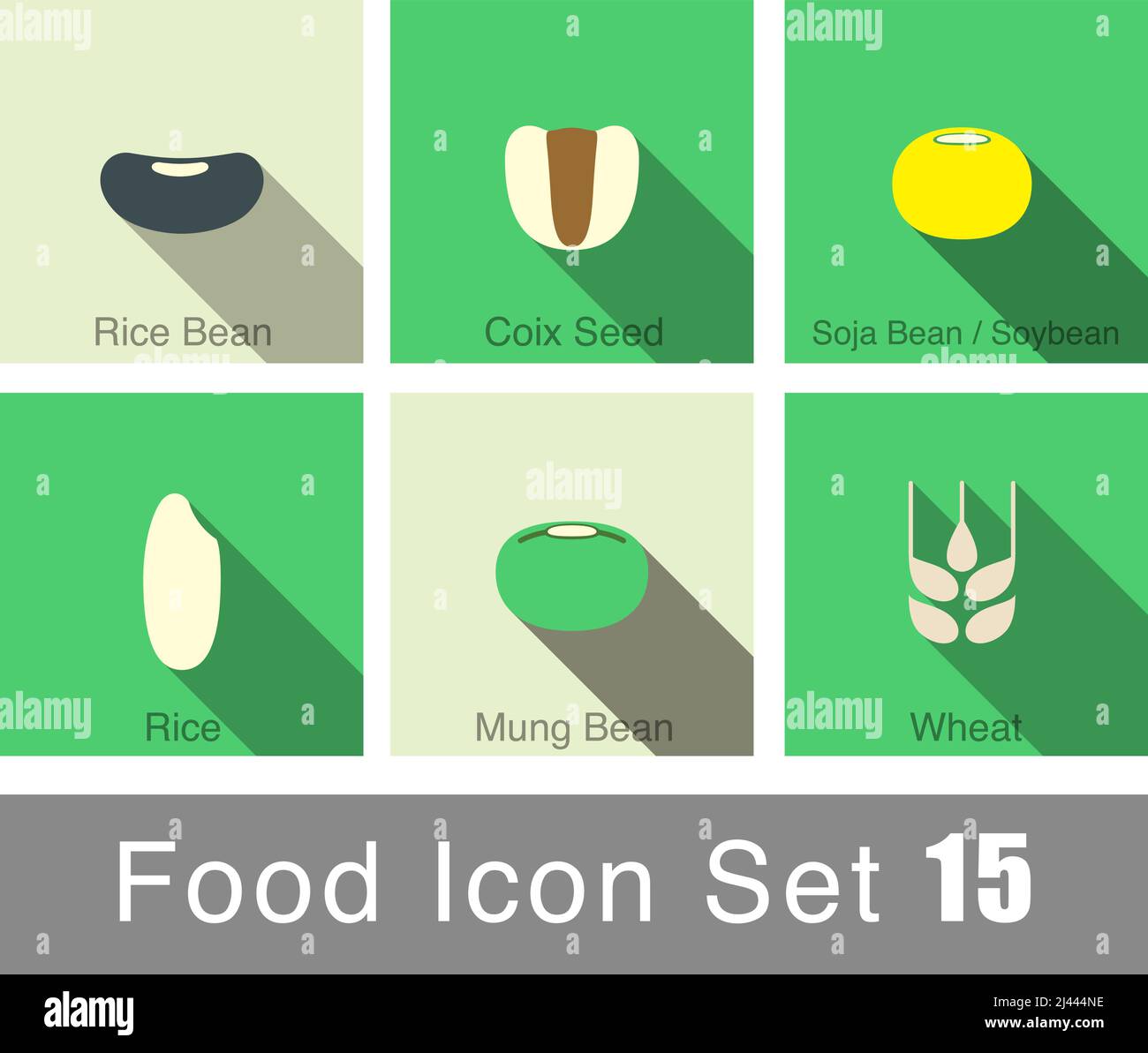 Rice bean wheat, seeds icon set vector illustration Stock Vector Image ...