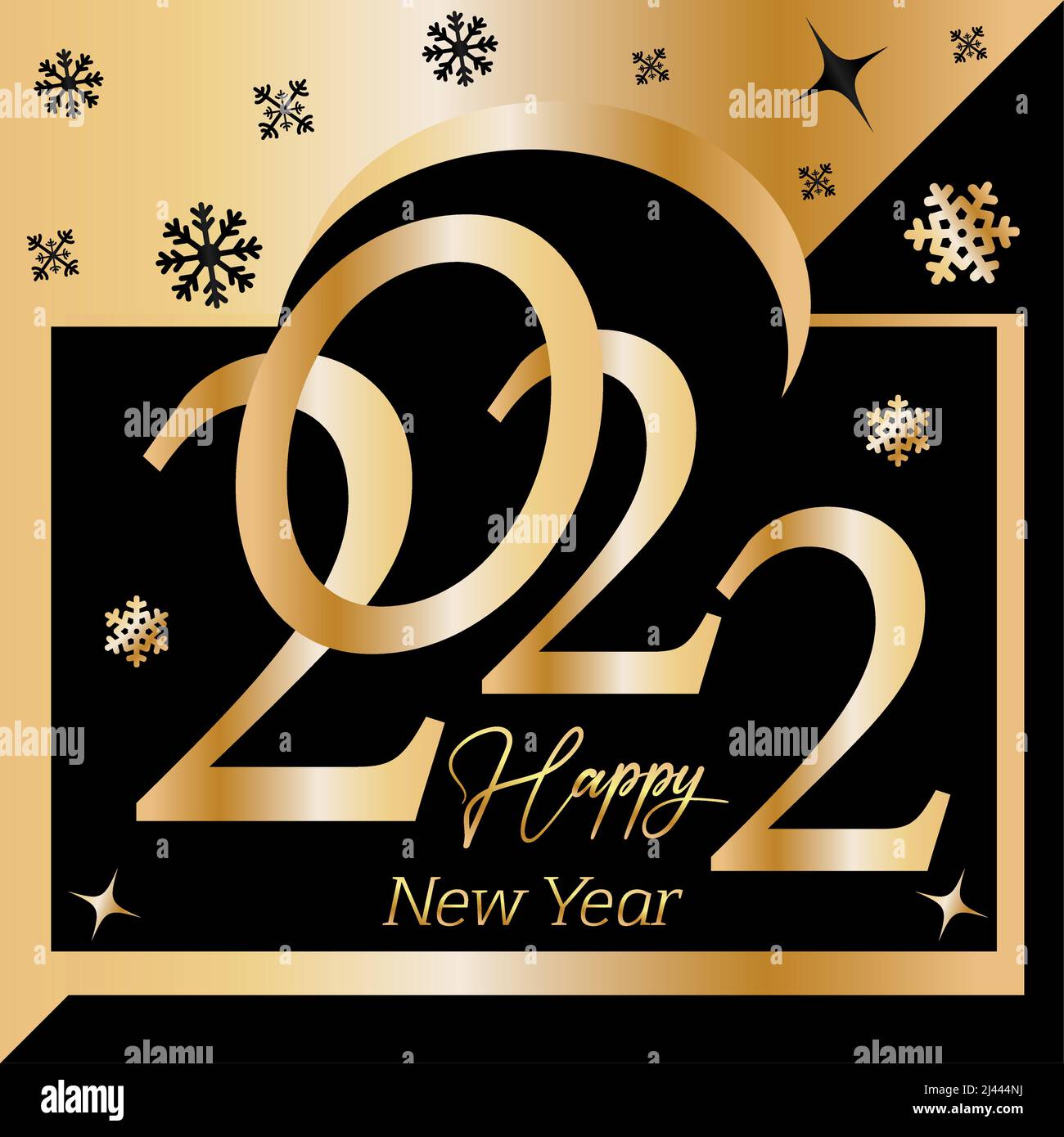 Black happy new year template with golden text Vector Stock Vector ...