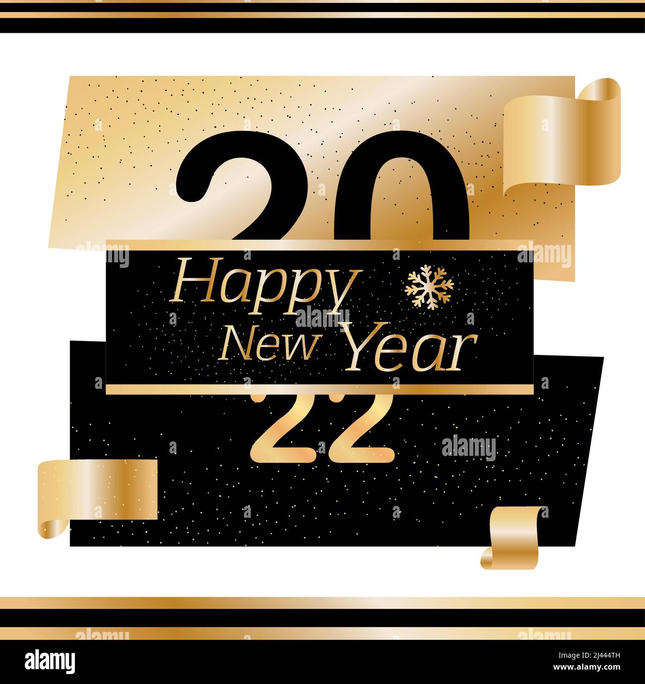 Black happy new year template with golden text Vector Stock Vector ...