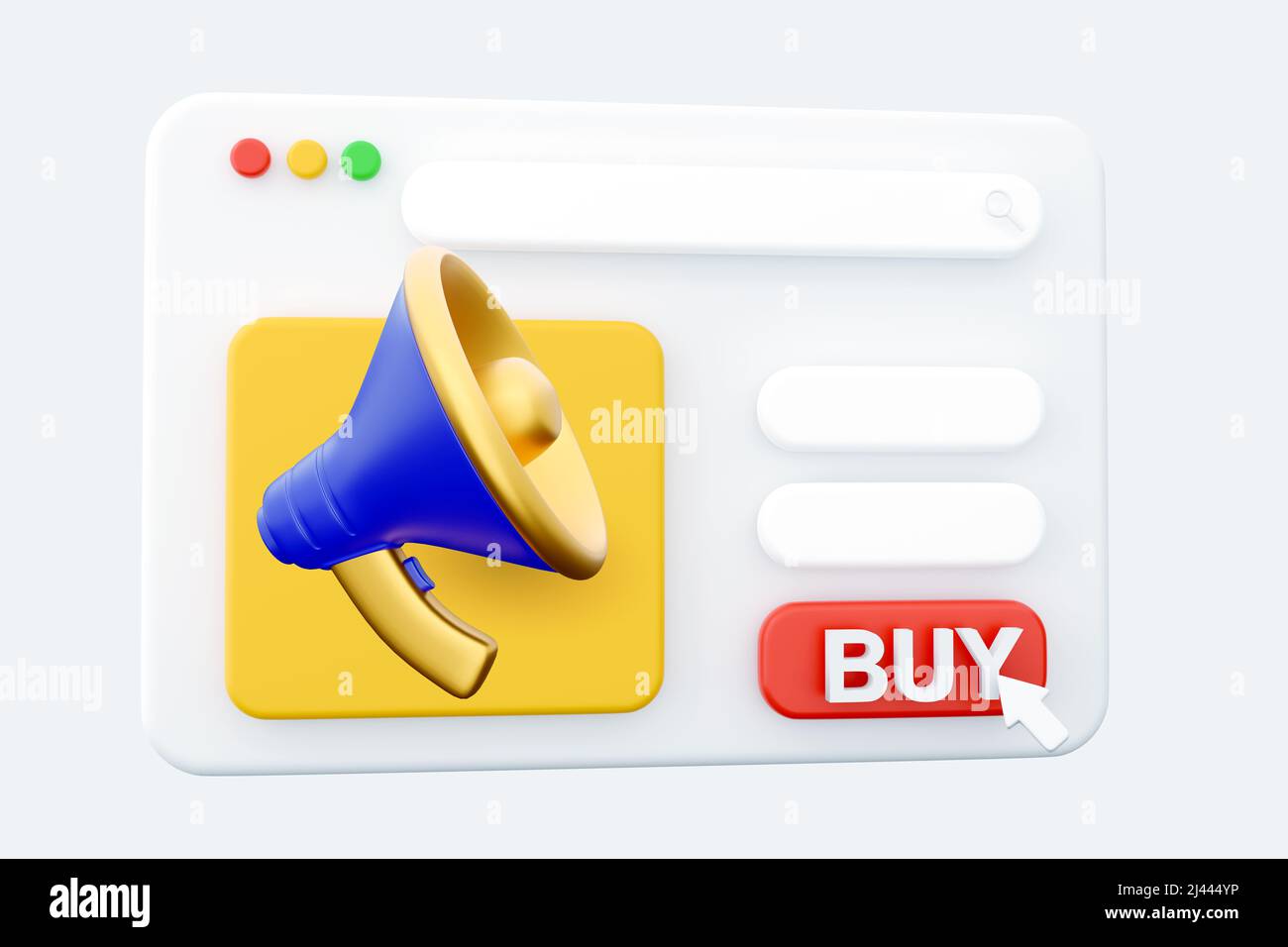 3D render web page megaphone, speaker, broadcast, share icon. 3d ...