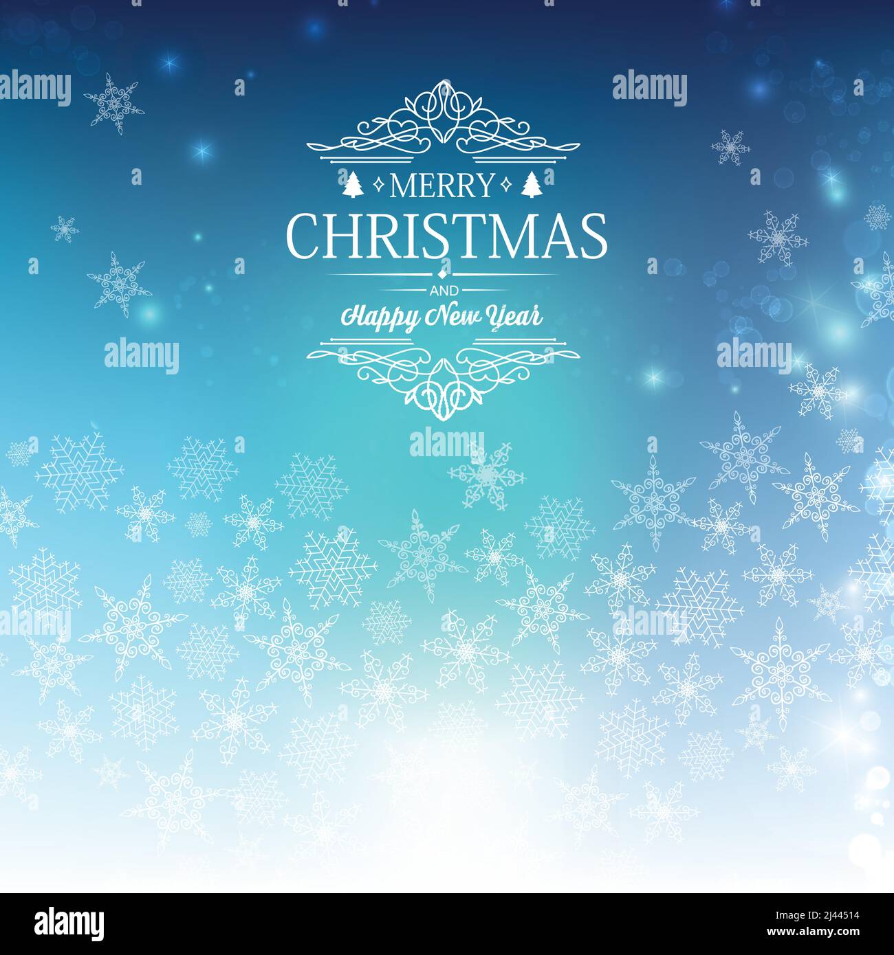 Blue greeting merry christmas decorative card with wishes, snowball and ...