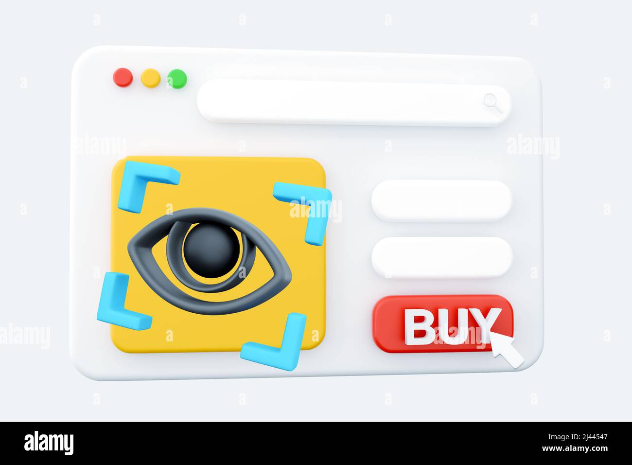 3D render web page illustration of eye scan.3D render Simple icon for ...