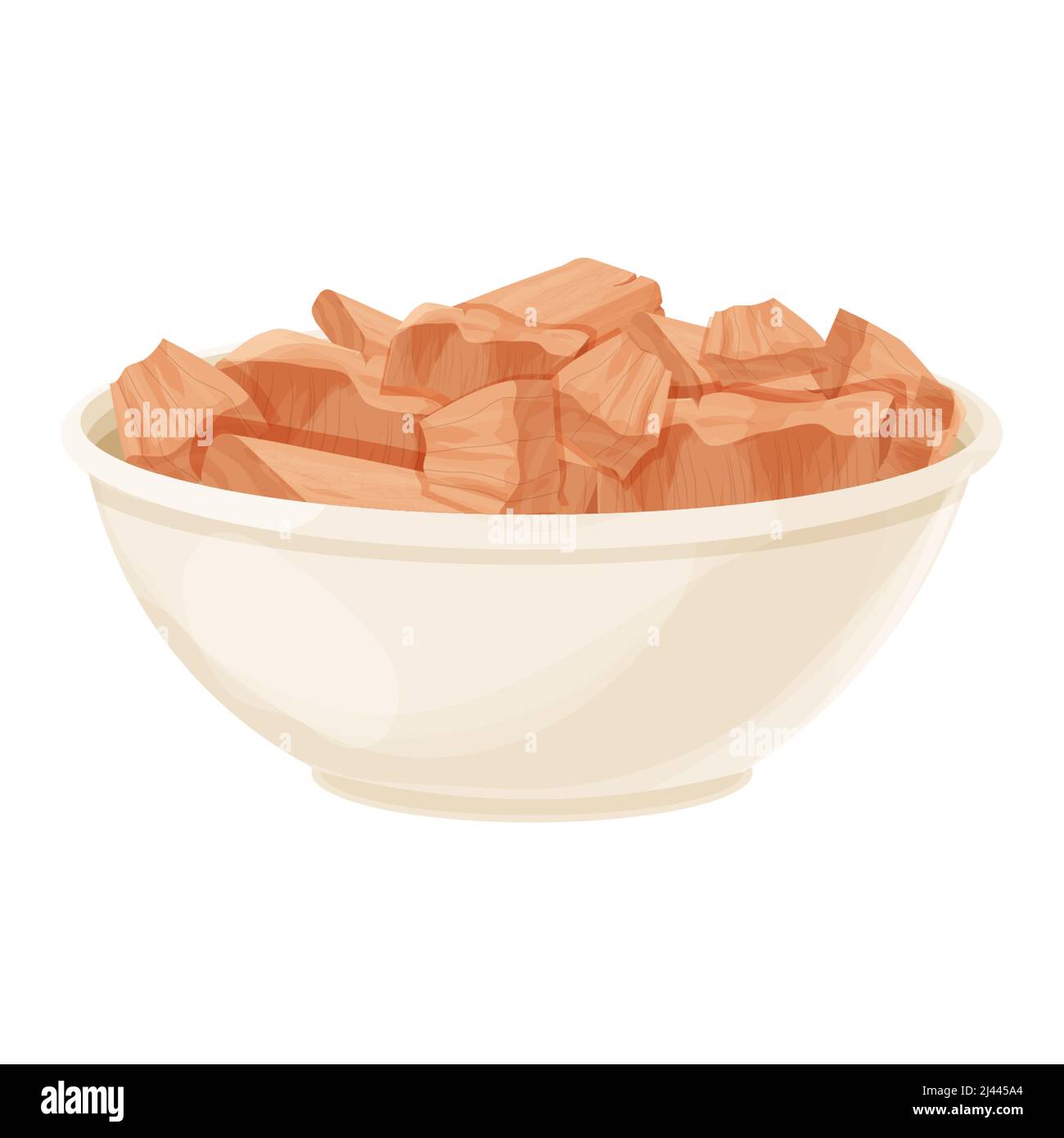 Sandalwood, chandan pieces in bowl ingredient in cartoon style isolated ...