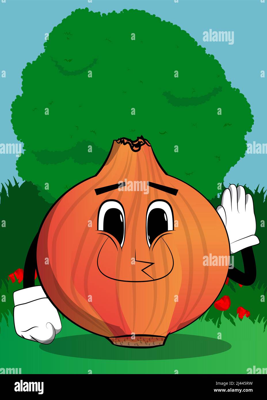 Onion holds hand at his ear, listening. Cartoon Farm Vegetable ...