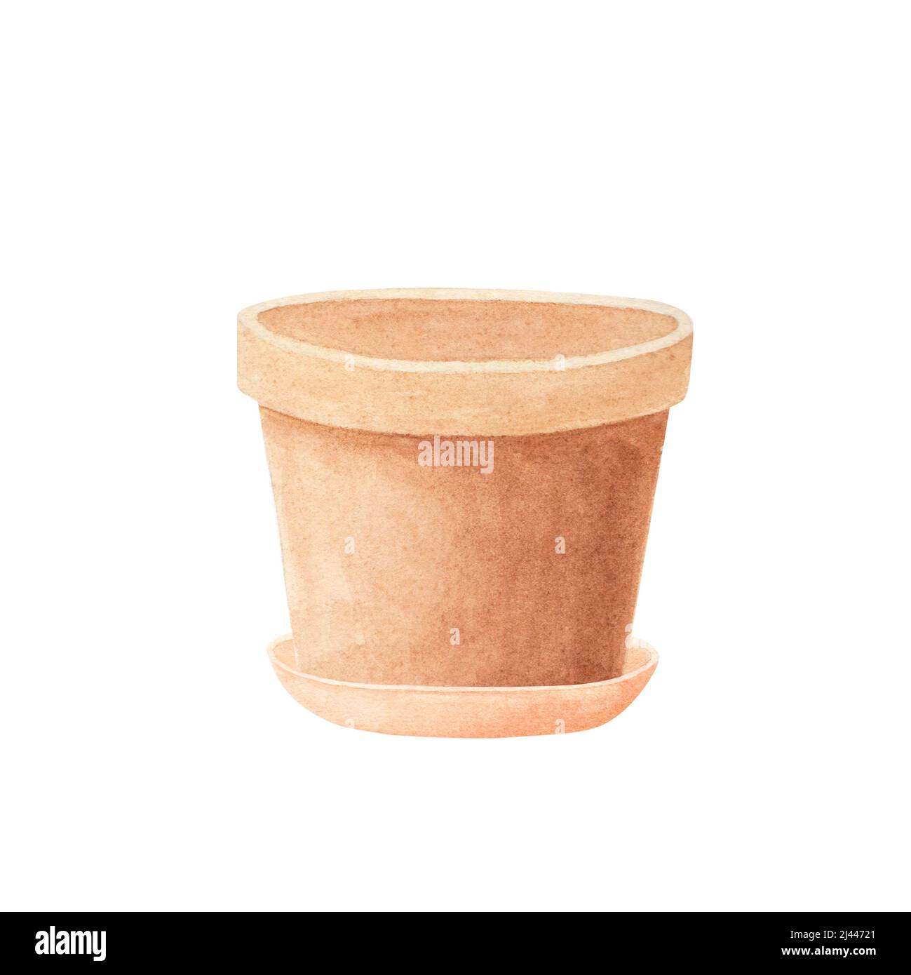 Planted ceramic pot with saucer isolated on white background ...