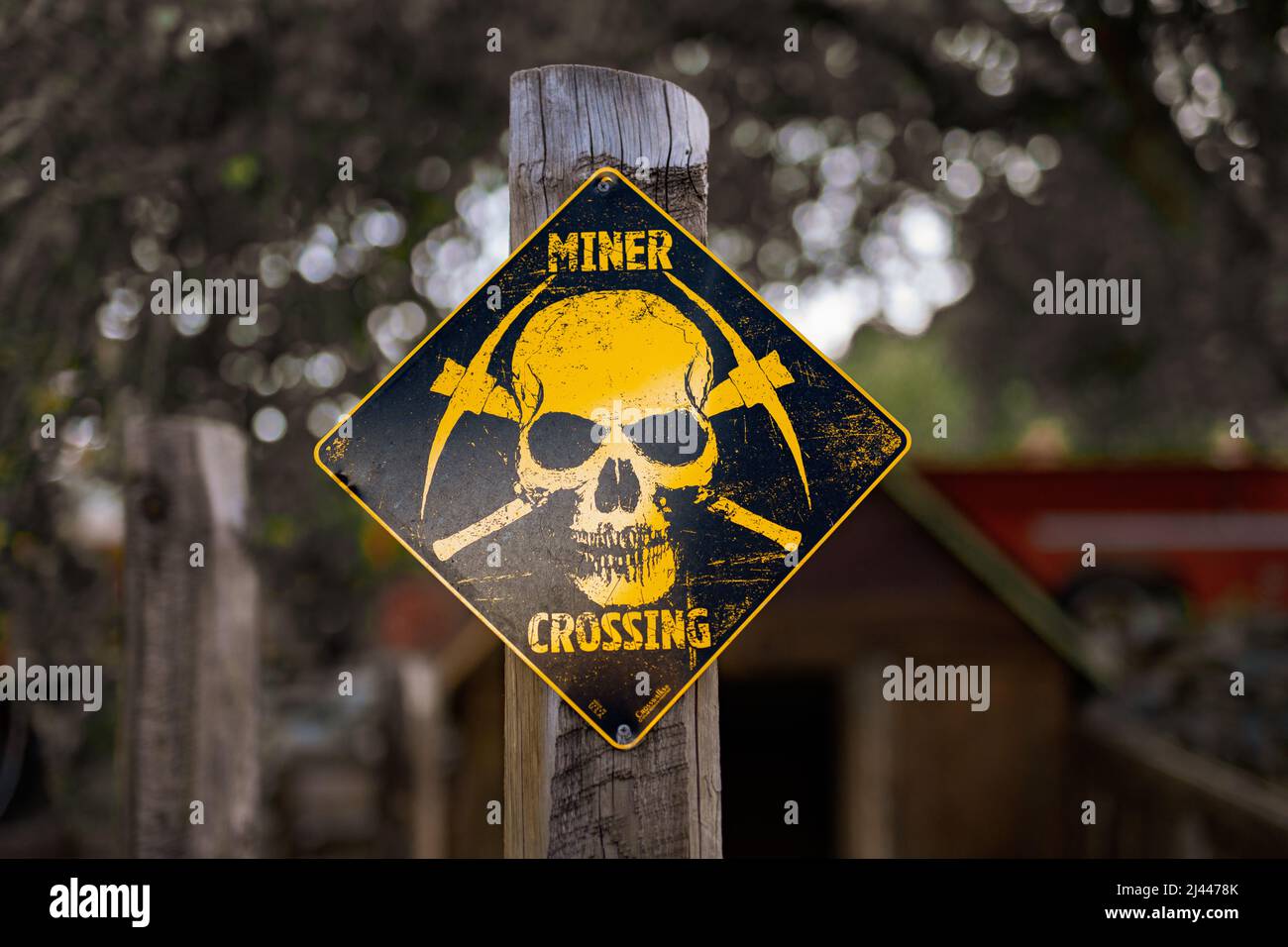 Miner Crossing Warning Sign Stock Photo - Alamy