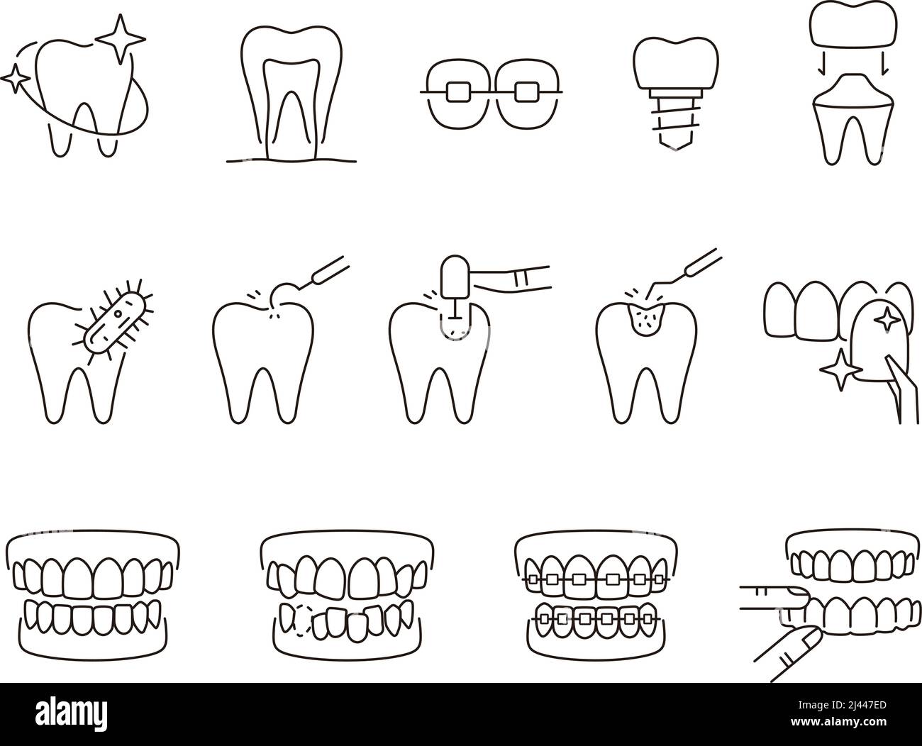 Orthodontic braces thin line Stock Vector Images - Alamy